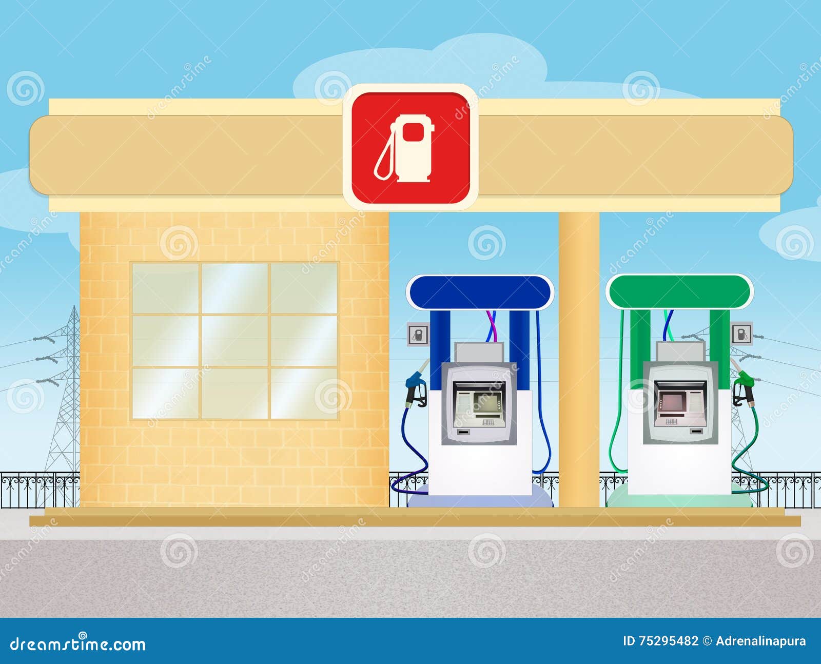 A petrol station stock illustration. Illustration of petrol - 75295482