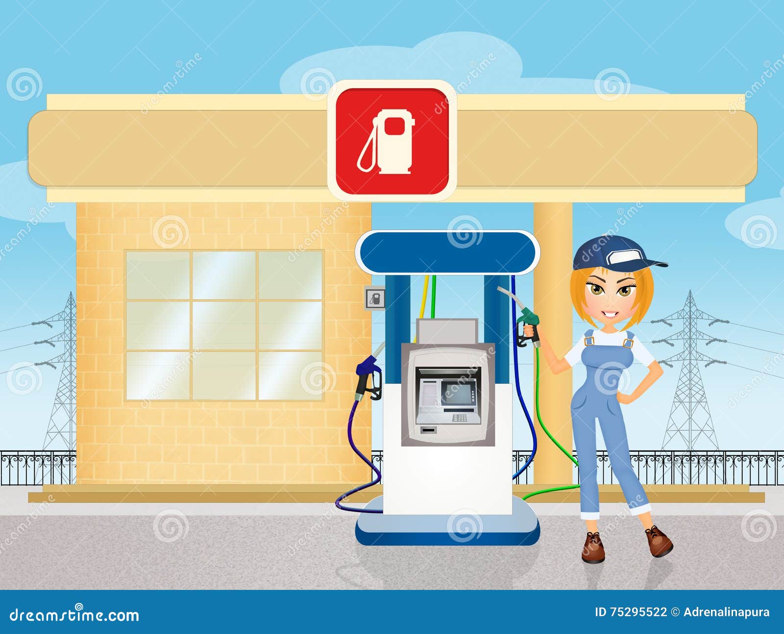 A petrol station stock illustration. Illustration of service - 75295522