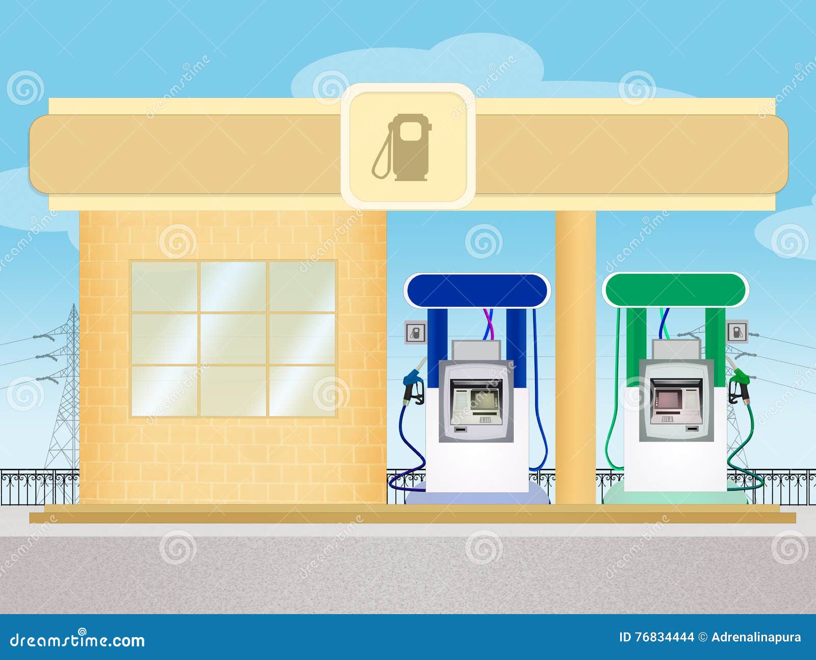 A petrol station stock illustration. Illustration of energy - 76834444