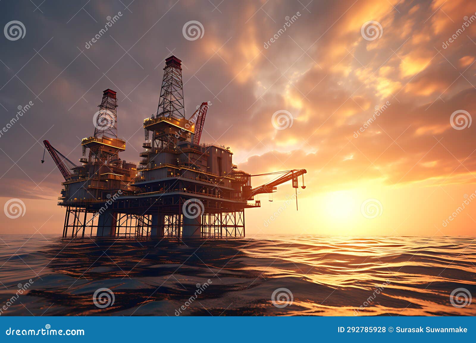 Offshore Oil And Gas Wellhead Remote Platform. Offshore Drilling Rig ...