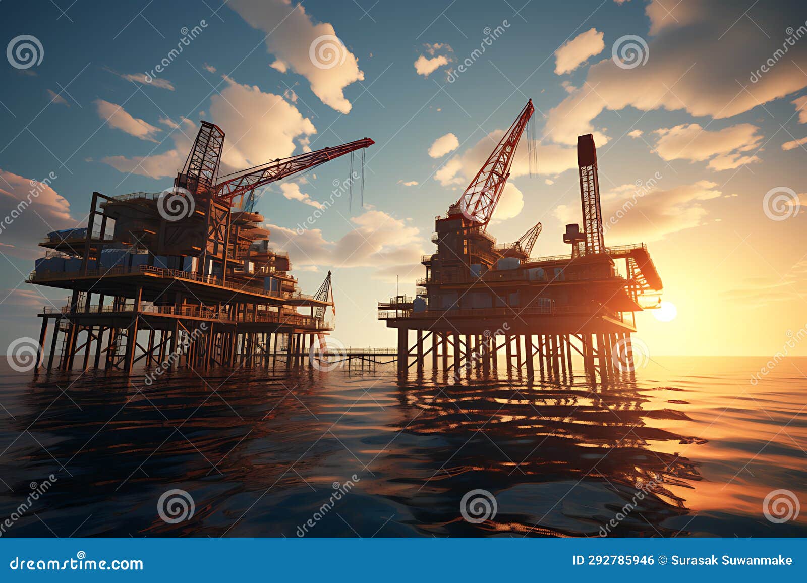 Petroleum Drilling Rig, Offshore Drilling Rig during Sunset Stock ...
