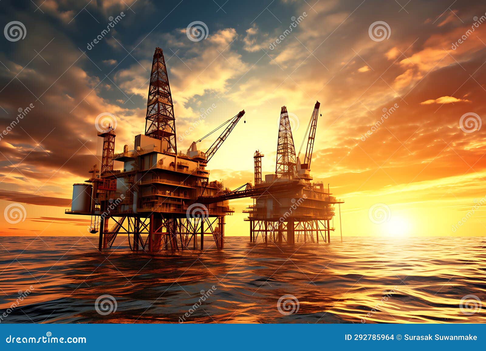 Offshore Oil And Gas Wellhead Remote Platform. Offshore Drilling Rig ...