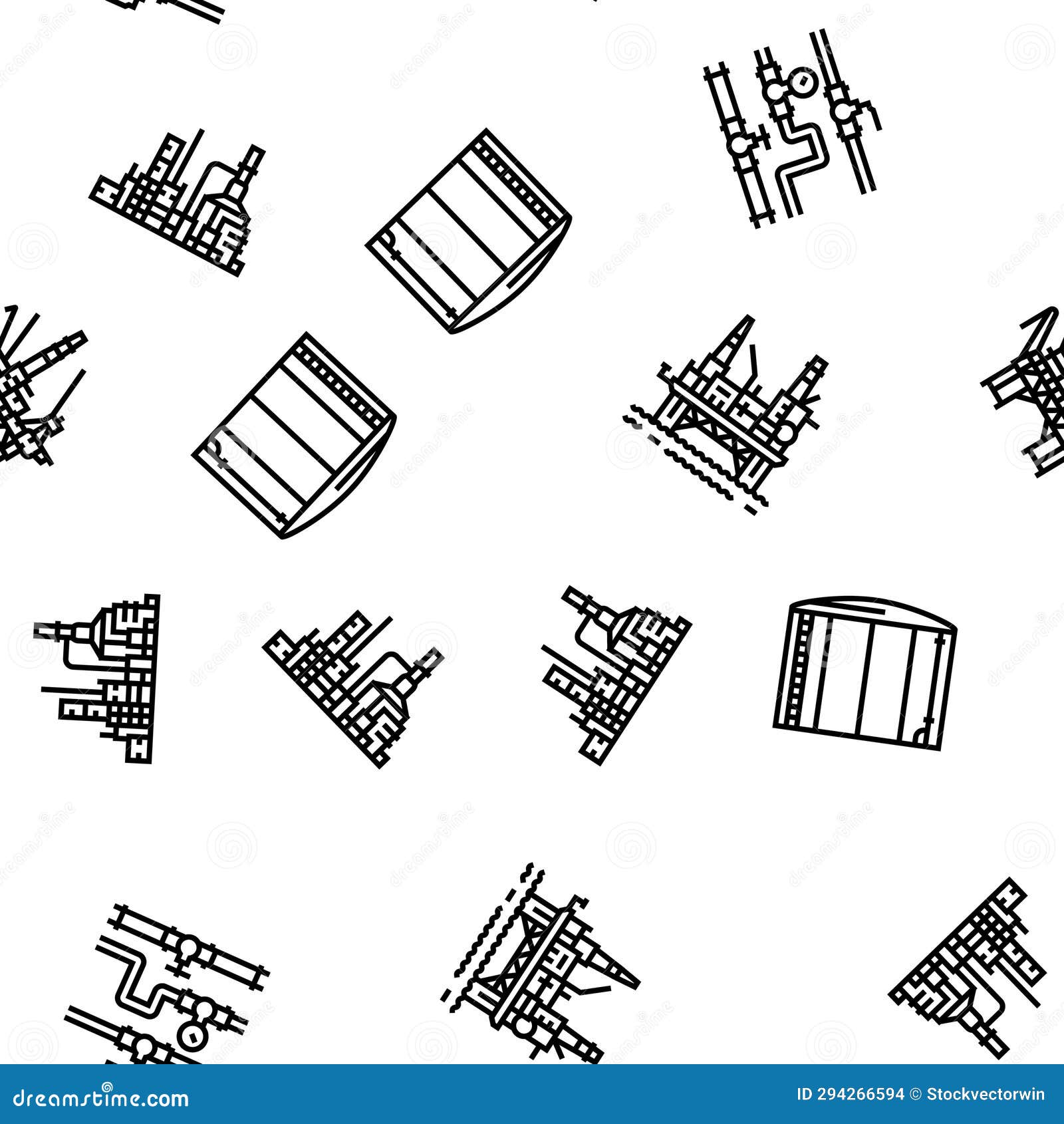 Petroleum Engineer Oil Industry Vector Seamless Pattern Stock Vector ...