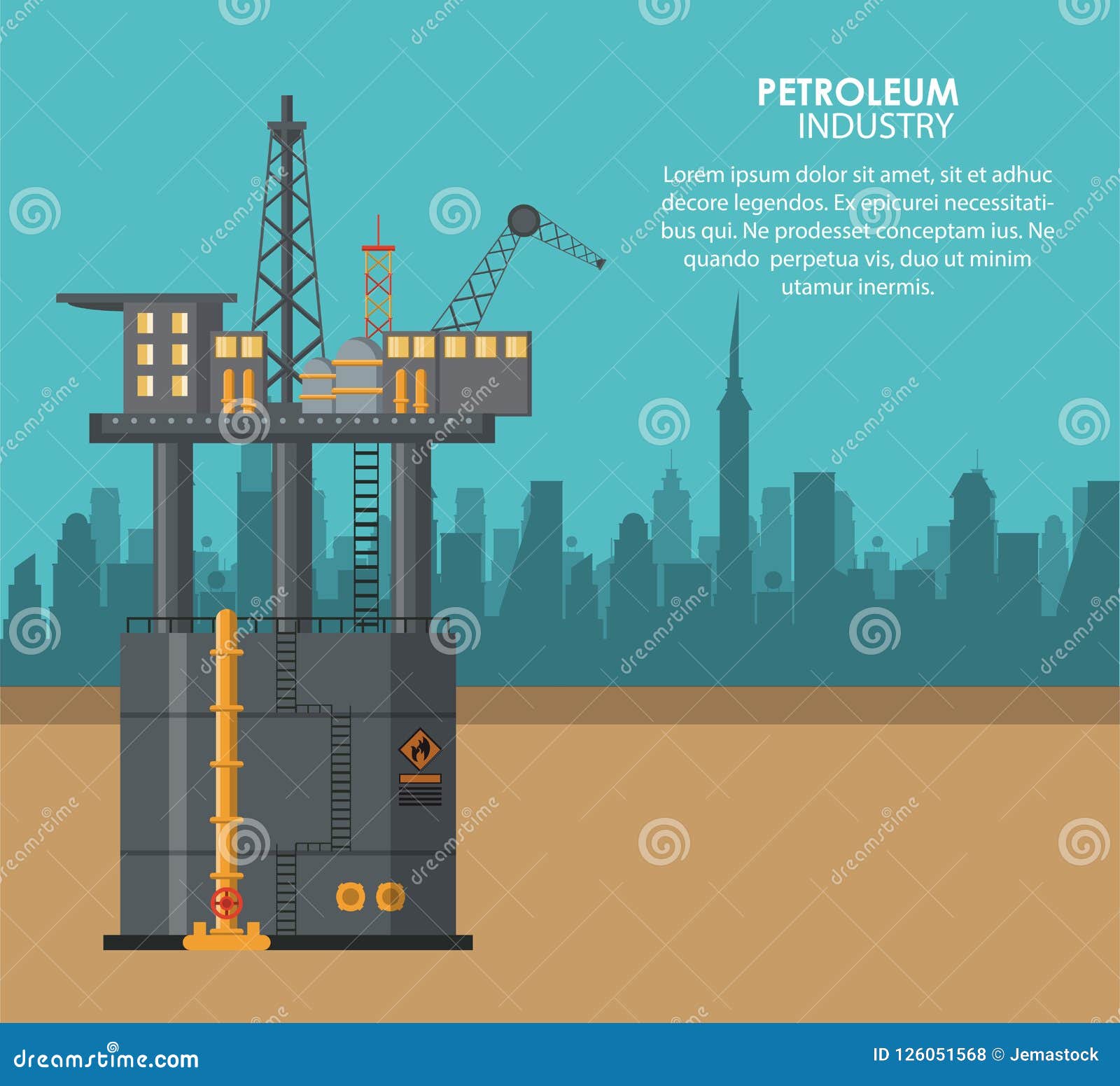 Petroleum industry poster stock vector. Illustration of factory - 126051568