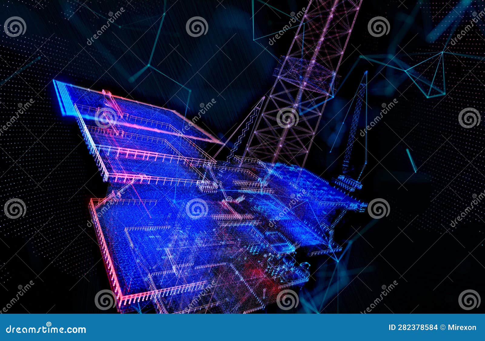 Petroleum Platform Oil and Gas. Industry Drill Platform in Ocean ...