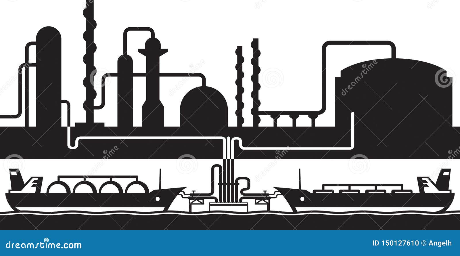 Petroleum Rafinery Sea Export Terminal Stock Vector - Illustration of ...