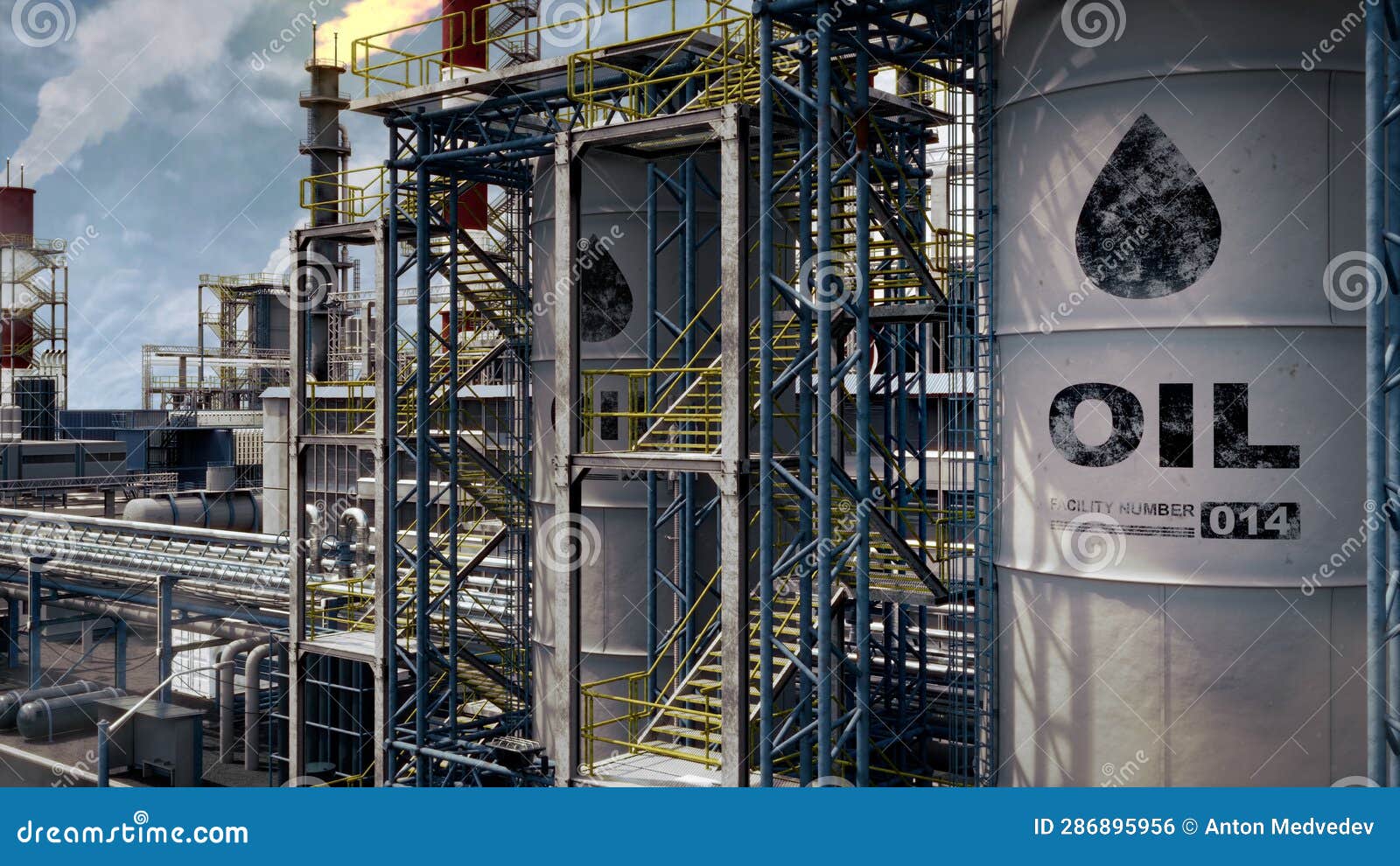 Naphtha Refinery or Processing Plant with Storage Tanks, Not Real ...