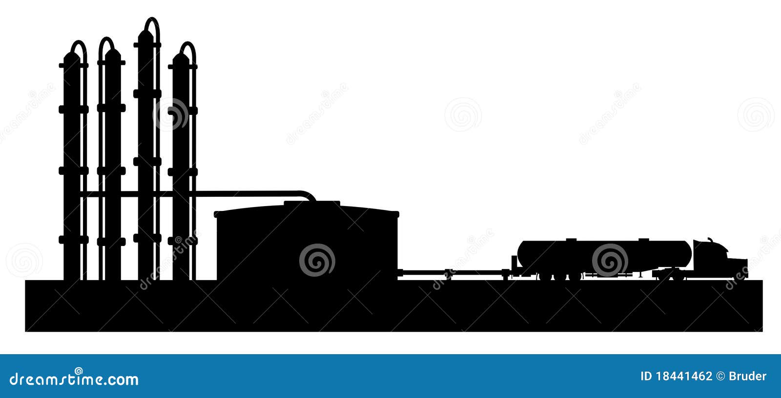 Petroleum Refinery with Tank Truck Stock Vector - Illustration of ...