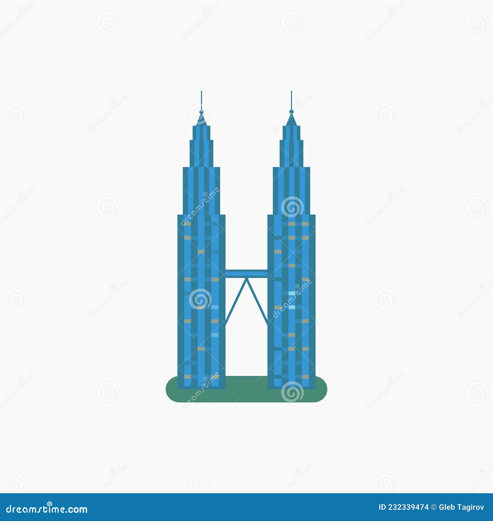 Petronas Twin Towers stock vector. Illustration of high - 232339474