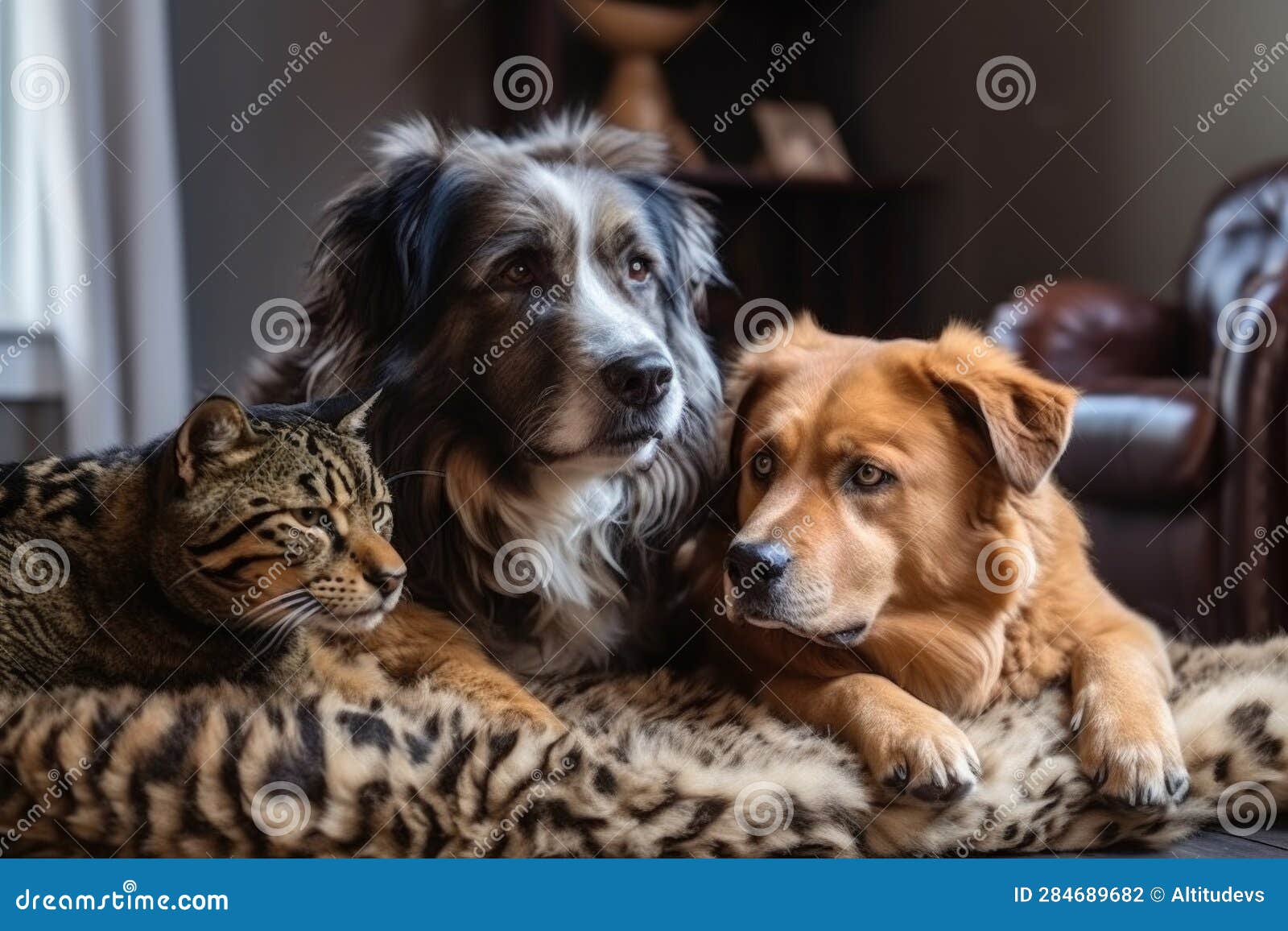 Pets and Animals Spending Time Together, Playing or Cuddling Stock ...