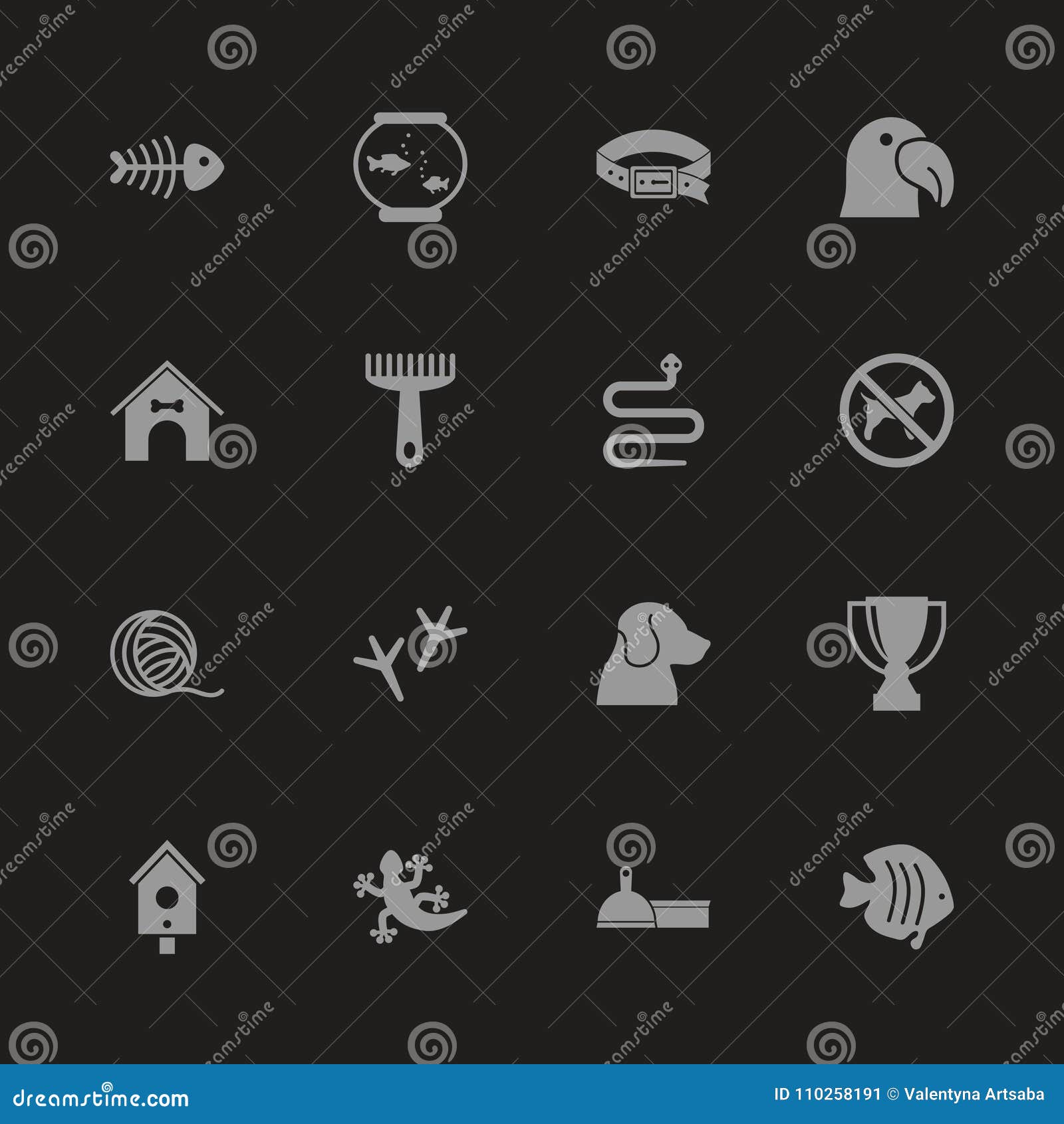 Pets - Flat Vector Icons stock vector. Illustration of flat - 110258191