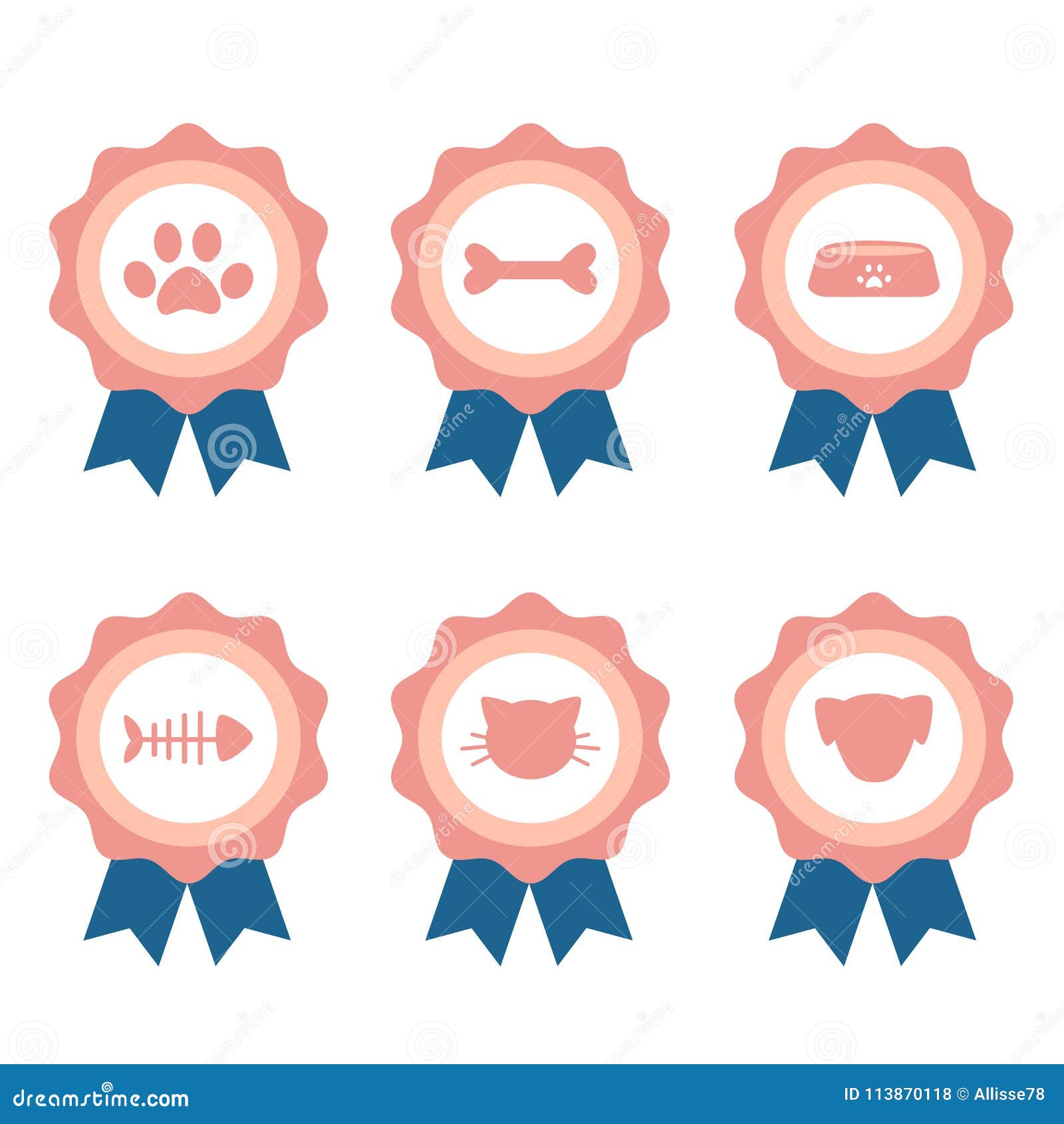 Pets Icon Badge Vector Set Illustration Stock Vector - Illustration of ...