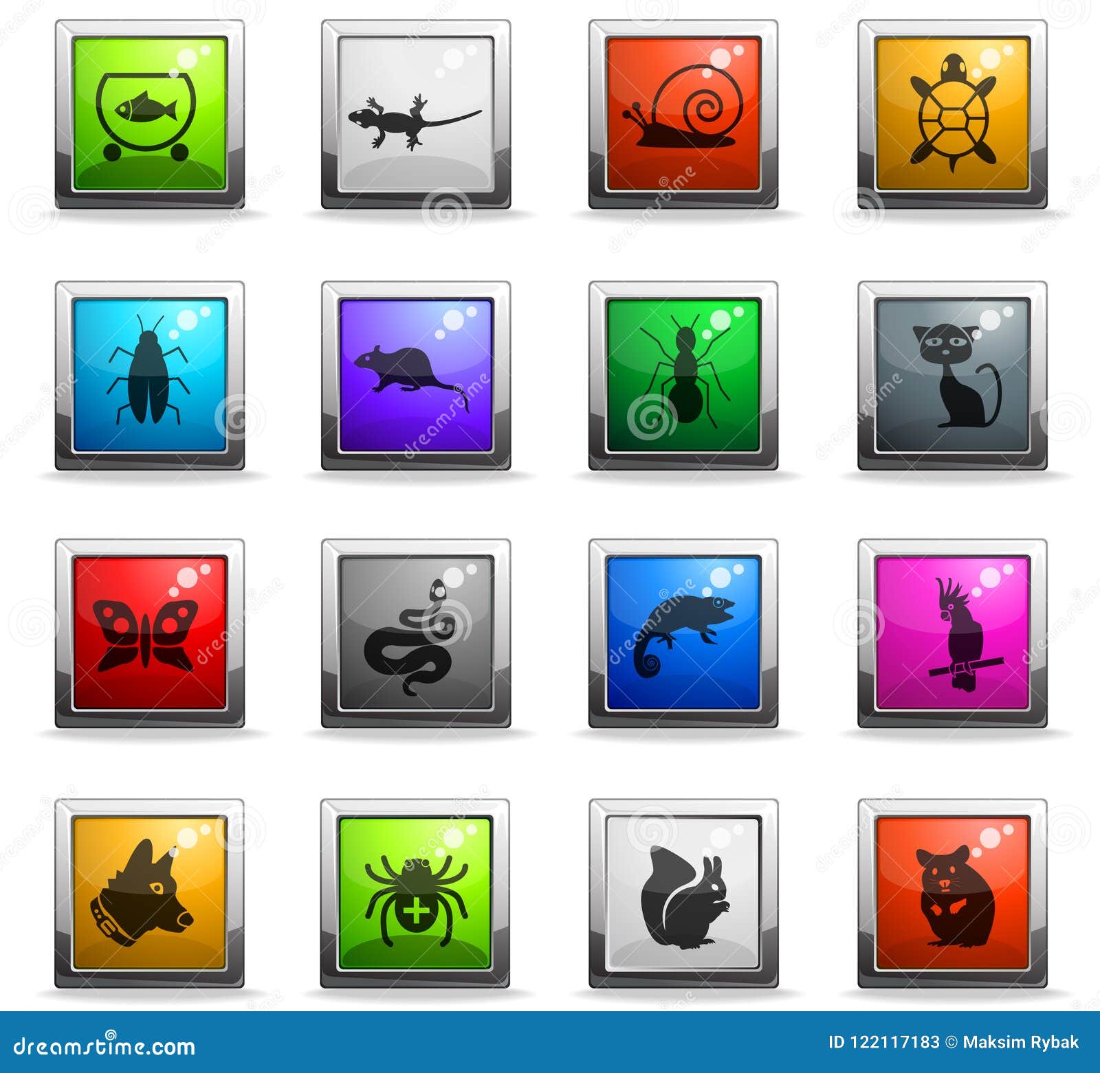Pets icon set stock vector. Illustration of buttons - 122117183
