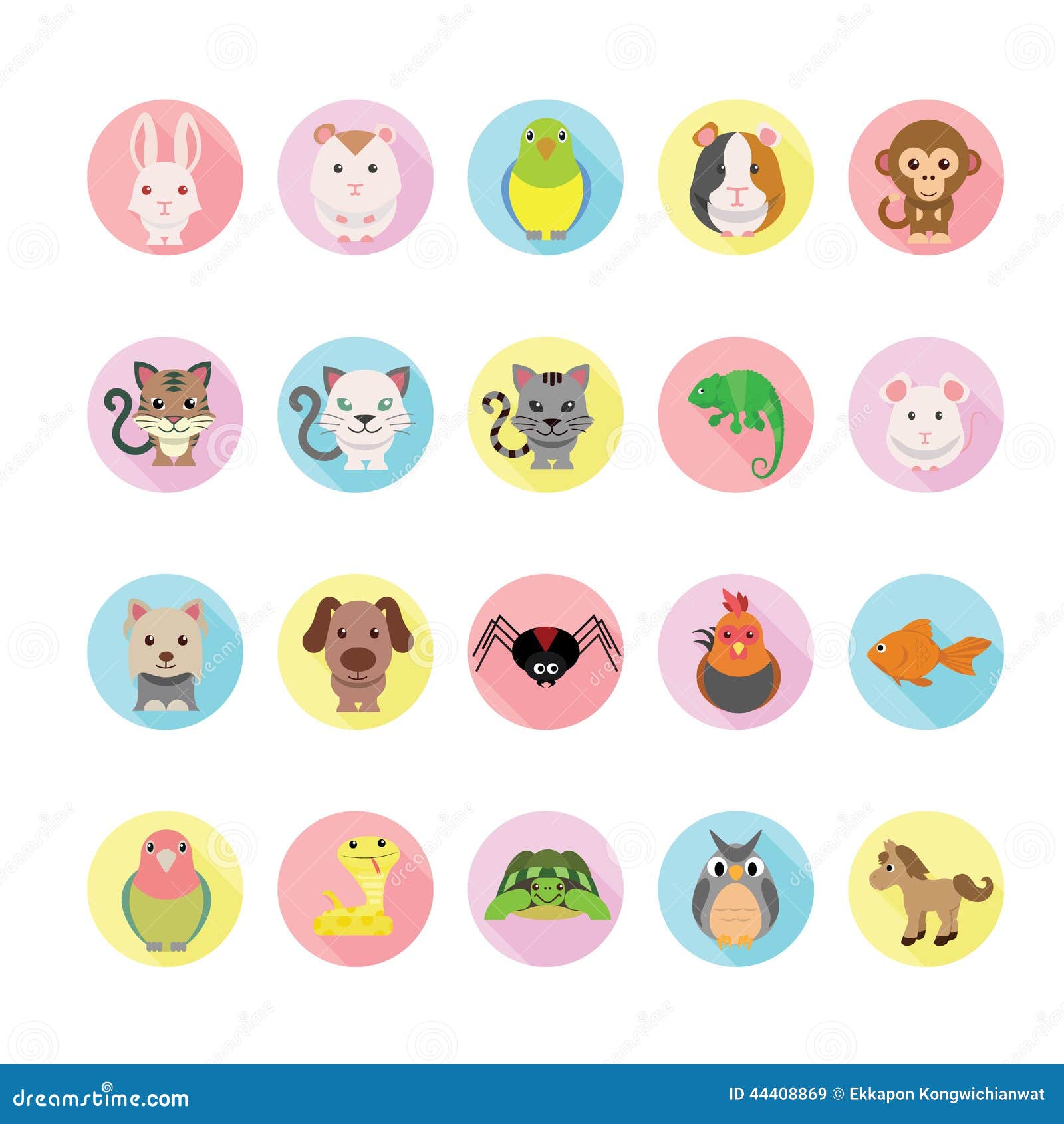 Pets icons set. stock vector. Illustration of print, reptiles - 44408869