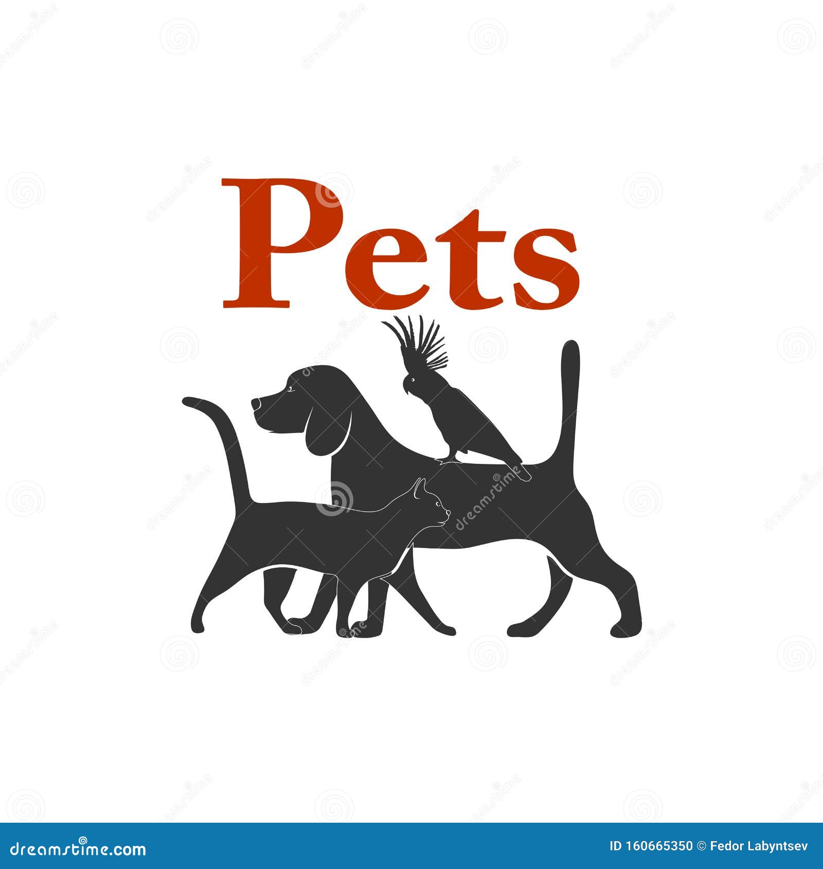 Pets Silhouettes Symbol Vector Icon Stock Vector - Illustration of ...