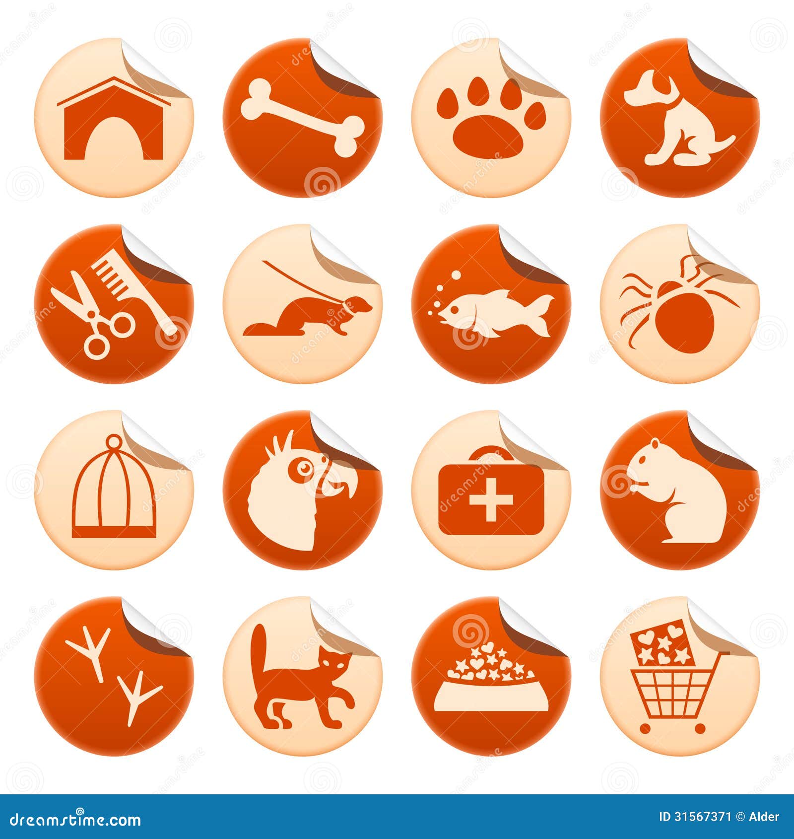 Pets stickers stock vector. Illustration of paws, circle - 31567371