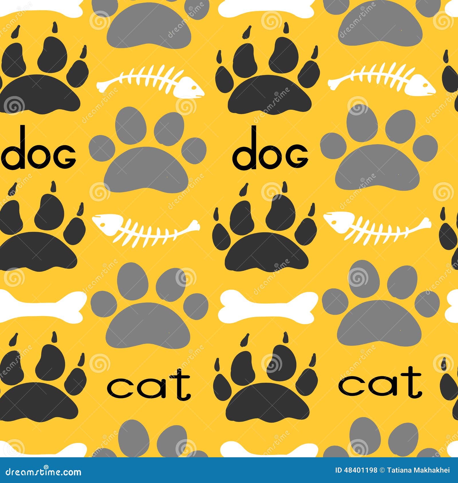 Pets Textile Pattern. Vector Seamless. Stock Vector - Illustration of ...