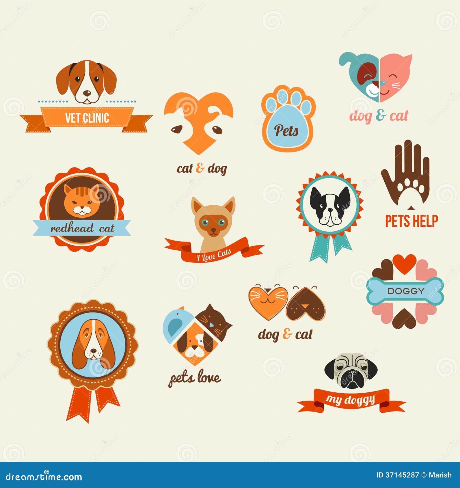 Pets Vector Icons - Cats and Dogs Elements Stock Vector - Illustration ...