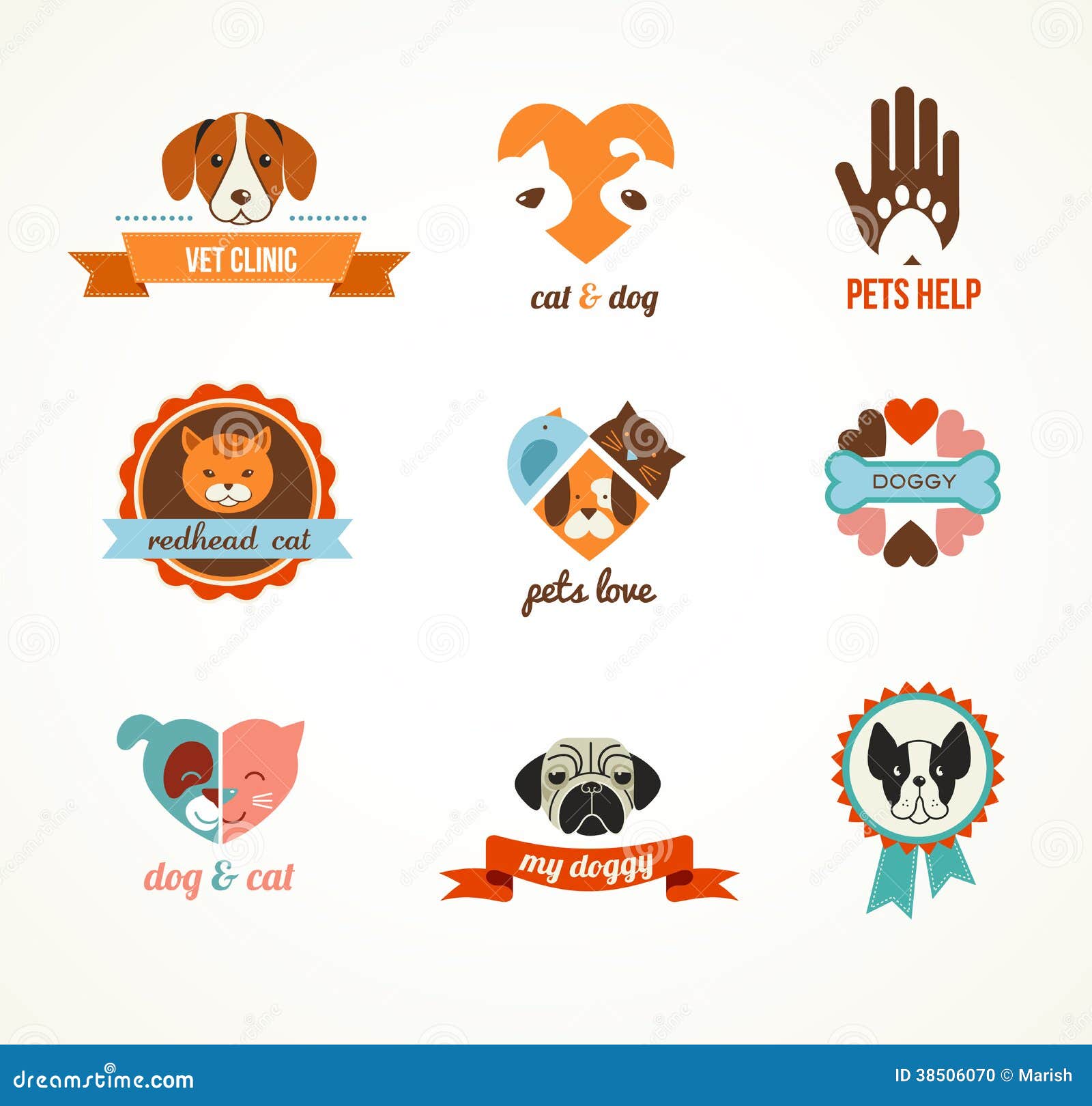 Pets Vector Icons - Cats and Dogs Elements Stock Vector - Illustration ...