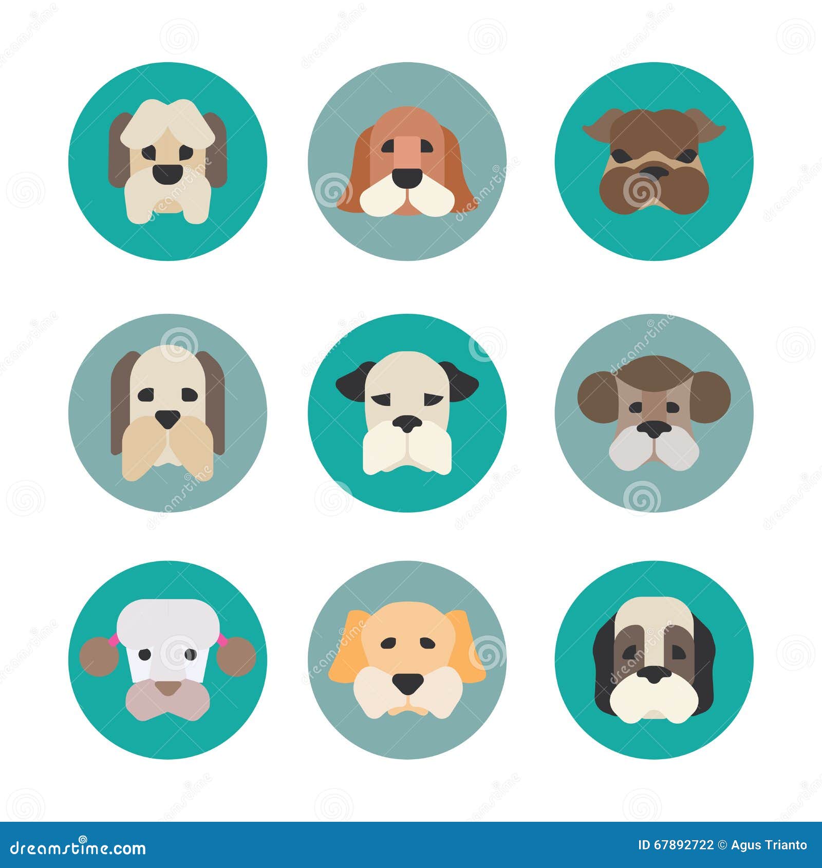 Pets Vector Icons - Dogs Elements Stock Vector - Illustration of face ...