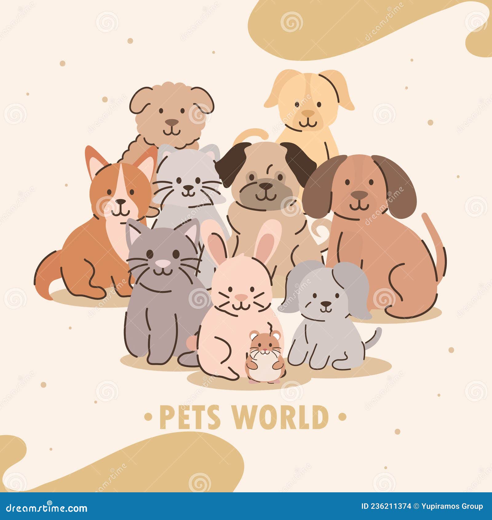 Pets world poster stock vector. Illustration of card - 236211374