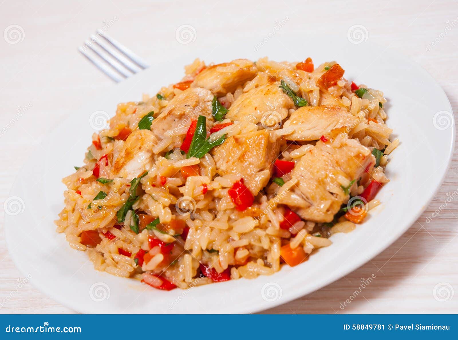 Petto Di Pollo Con Riso E Le Verdure Immagine Stock - Immagine di ...