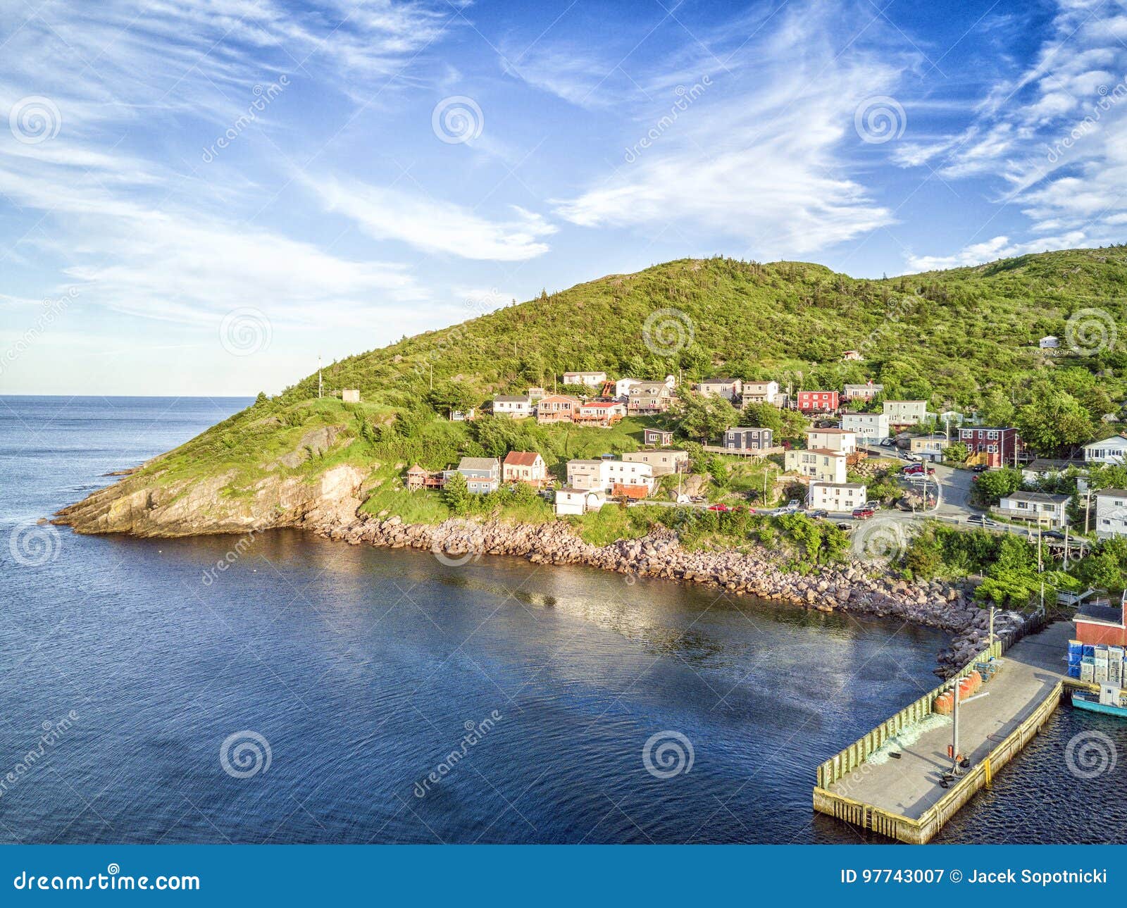 Petty Harbour with Two Piers during Summer Sunset, Newfoundland, Canada ...