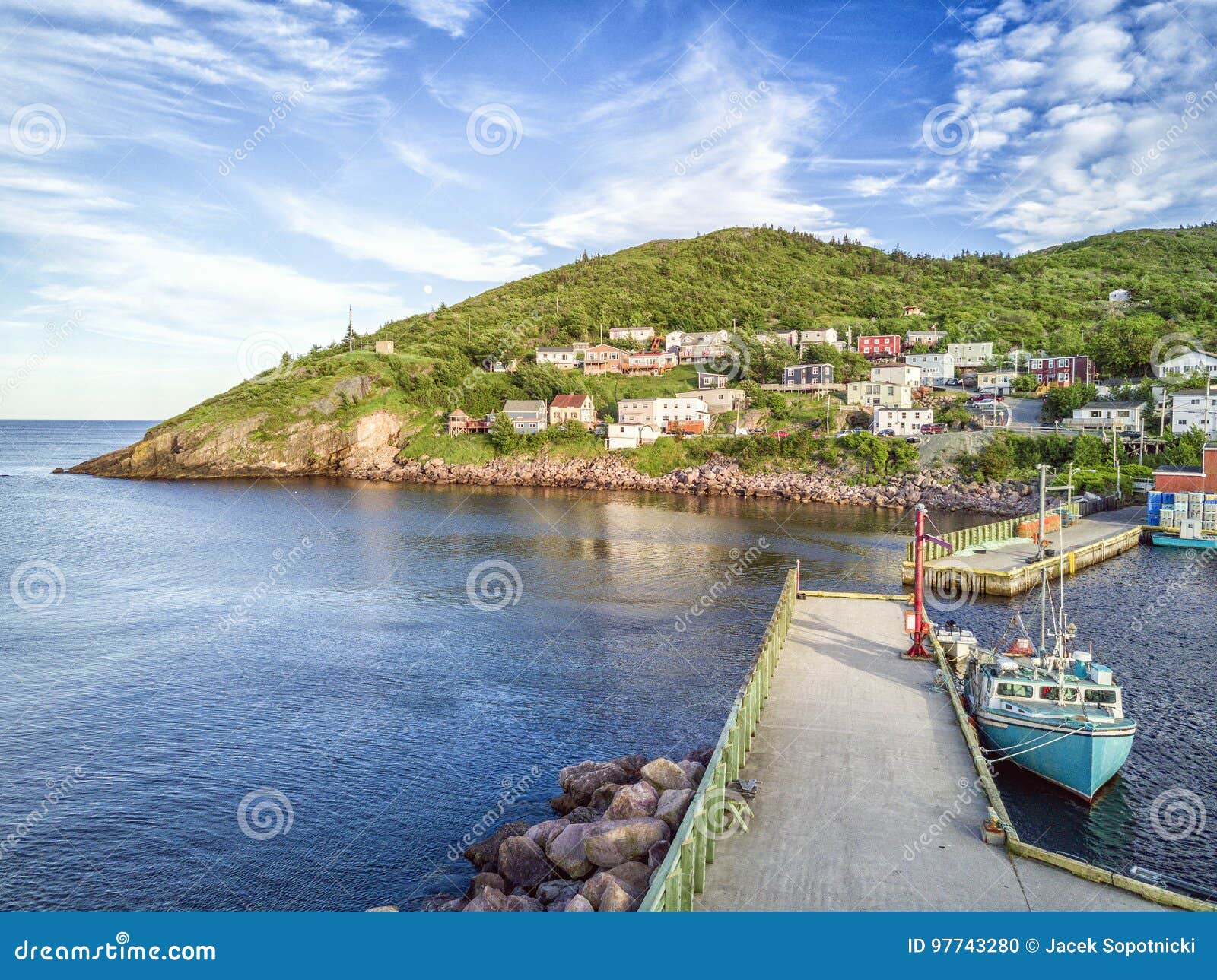 Petty Harbour with Two Piers during Summer Sunset, Newfoundland, Canada ...