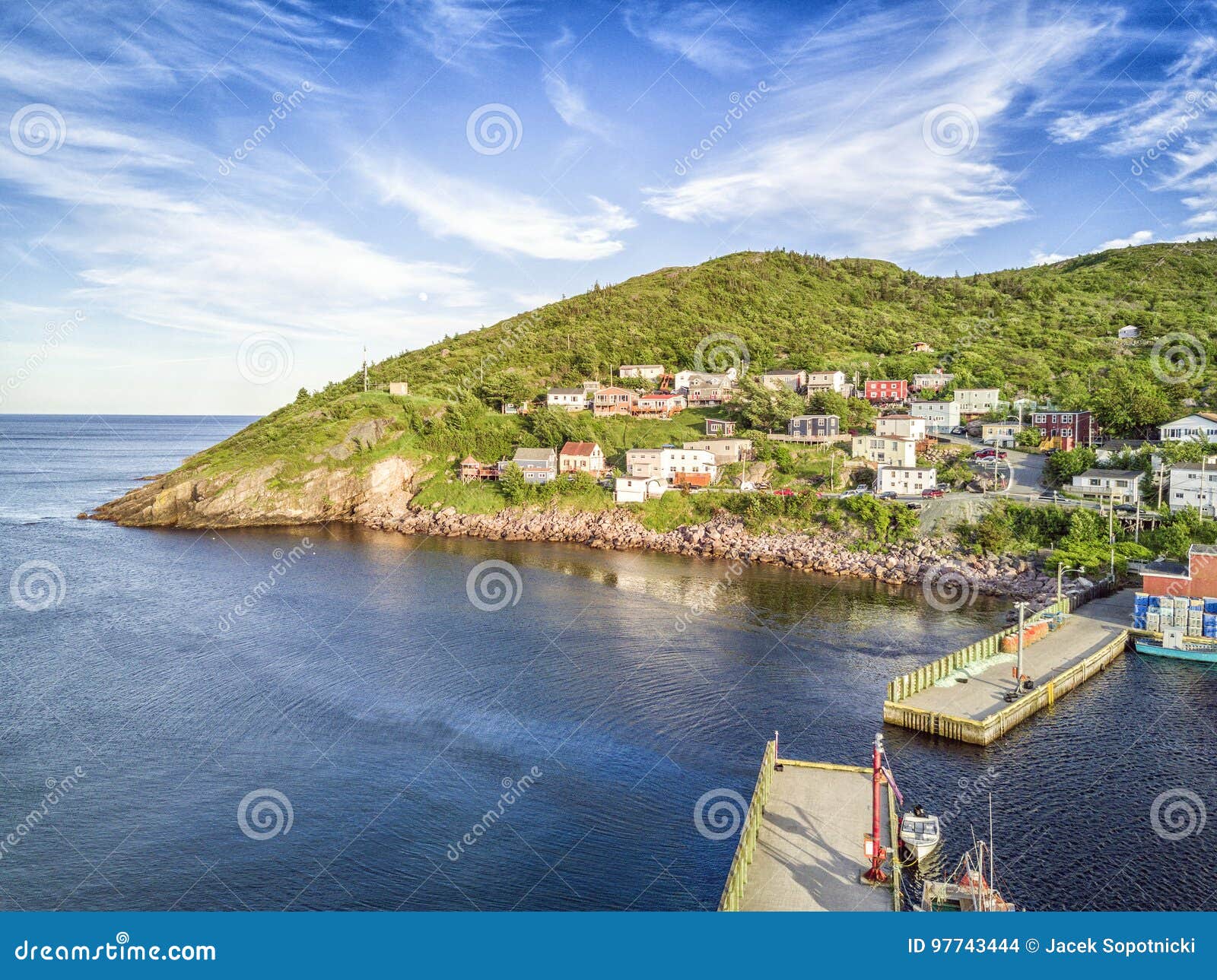 Petty Harbour with Two Piers during Summer Sunset, Newfoundland, Canada ...