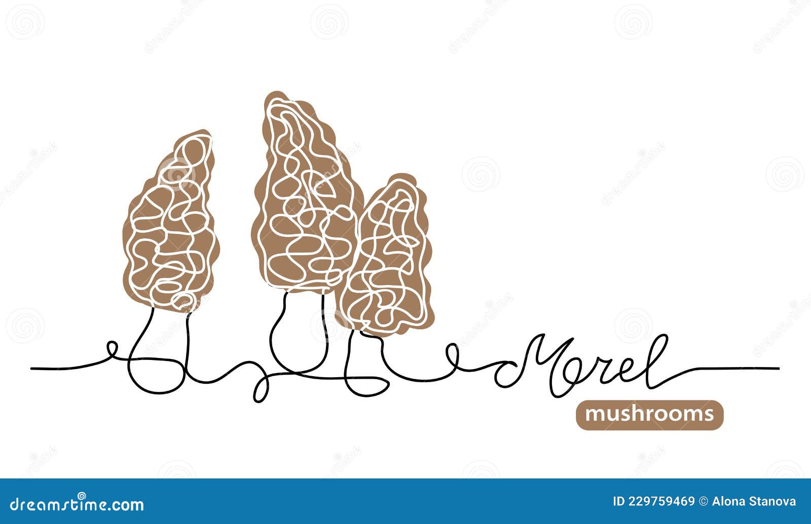 Petty Morel Wild Mushrooms One Line Art Drawing. Simple Vector Line ... Petty Morel Wild Mushrooms One Line Art Drawing. Simple Vector Line ...