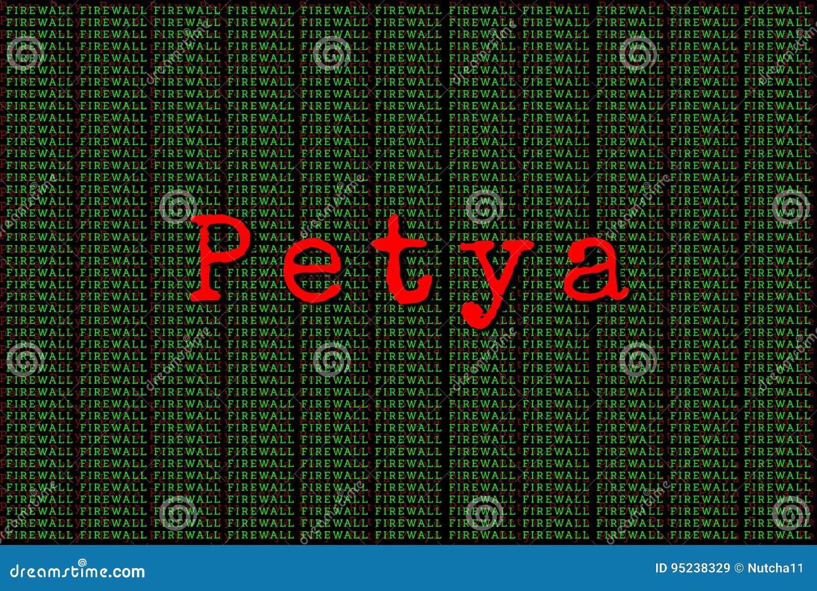 Petya En De Firewall Petya En Ransomware Het Concept Securit Stock ...