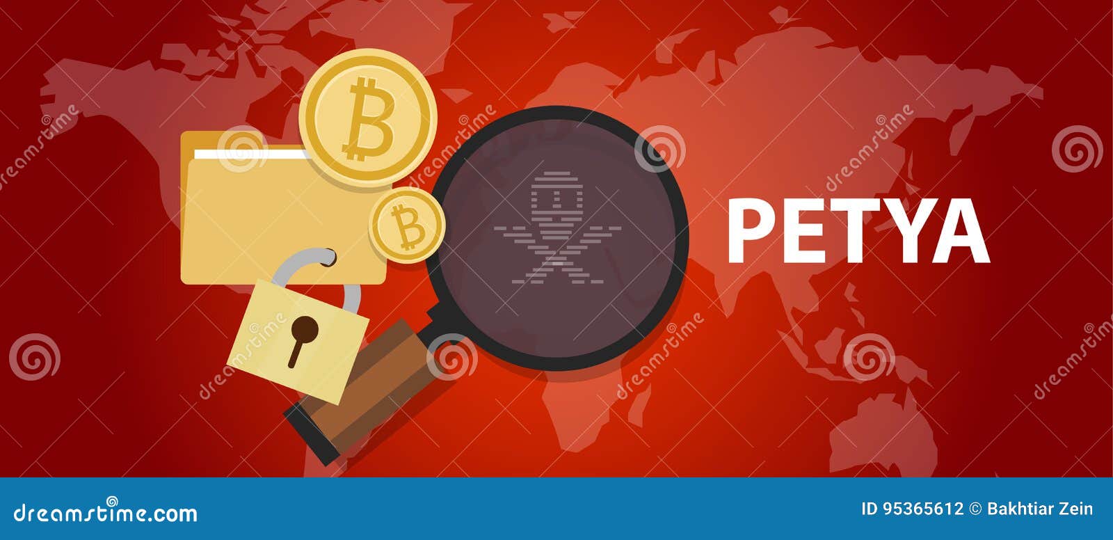 Petya Ransomware Cyber Attack Virus Computer Security Stock Vector ...