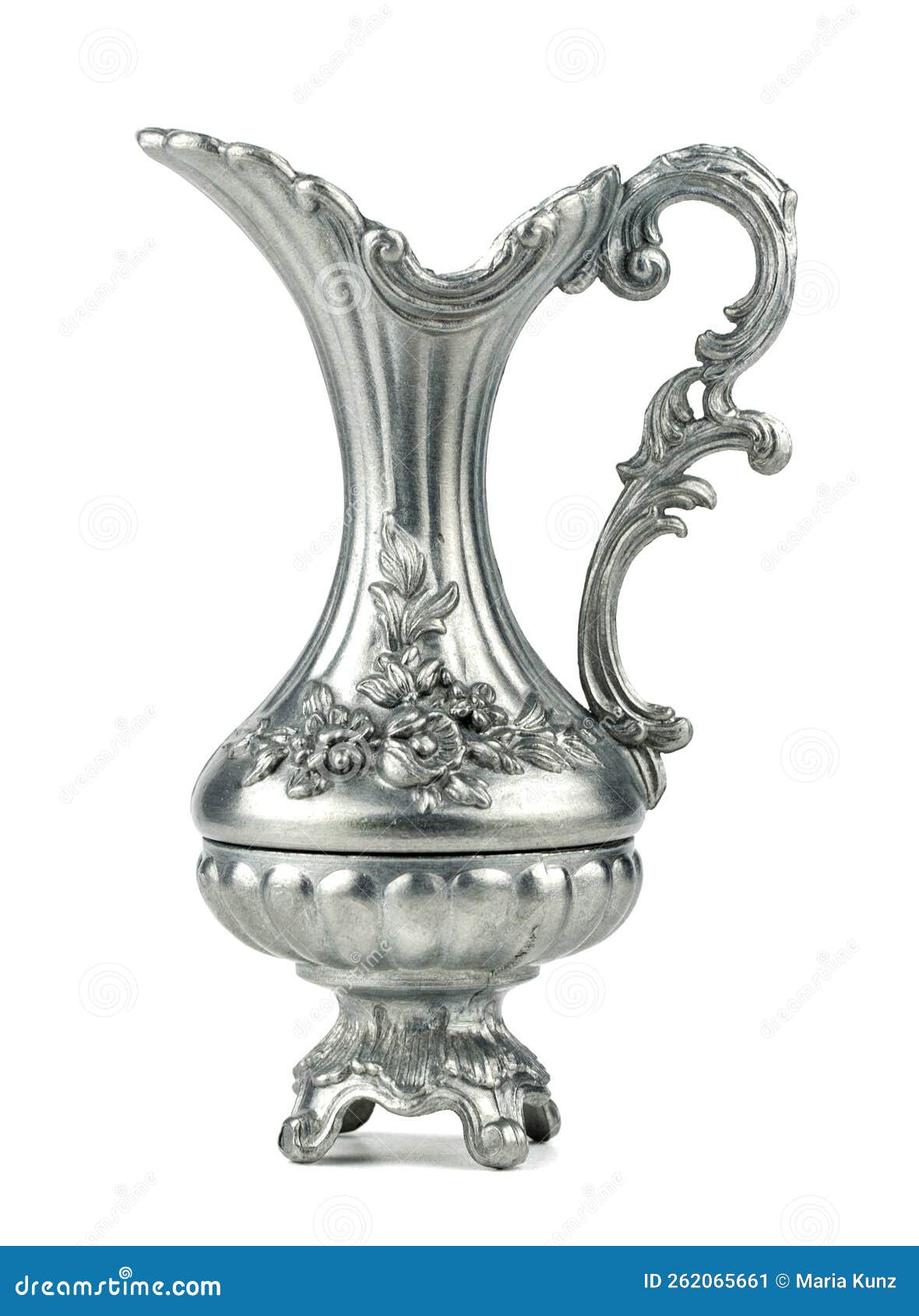 Pewter Jug Isolated on White Background Stock Image - Image of pitcher ...