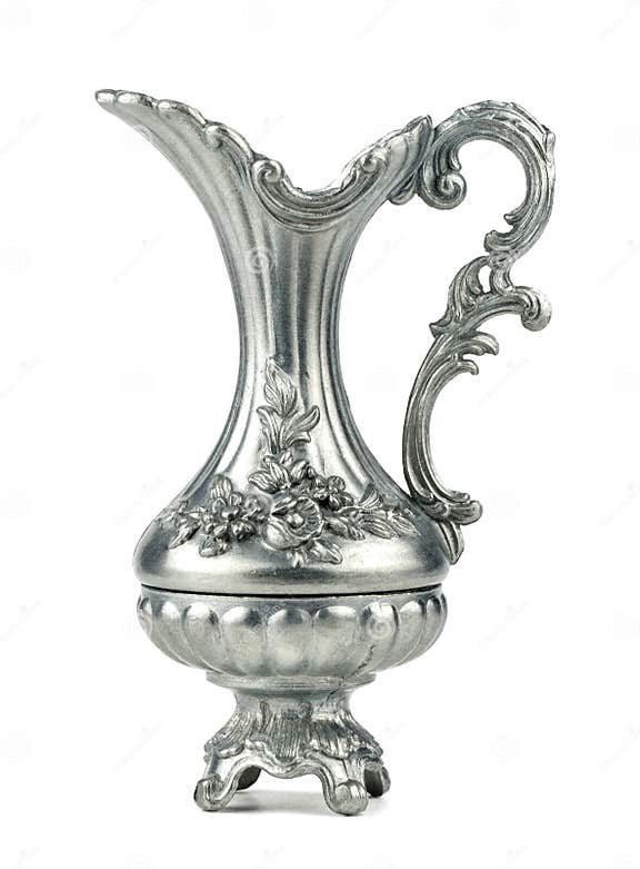 Pewter Jug Isolated on White Background Stock Image - Image of pitcher ...