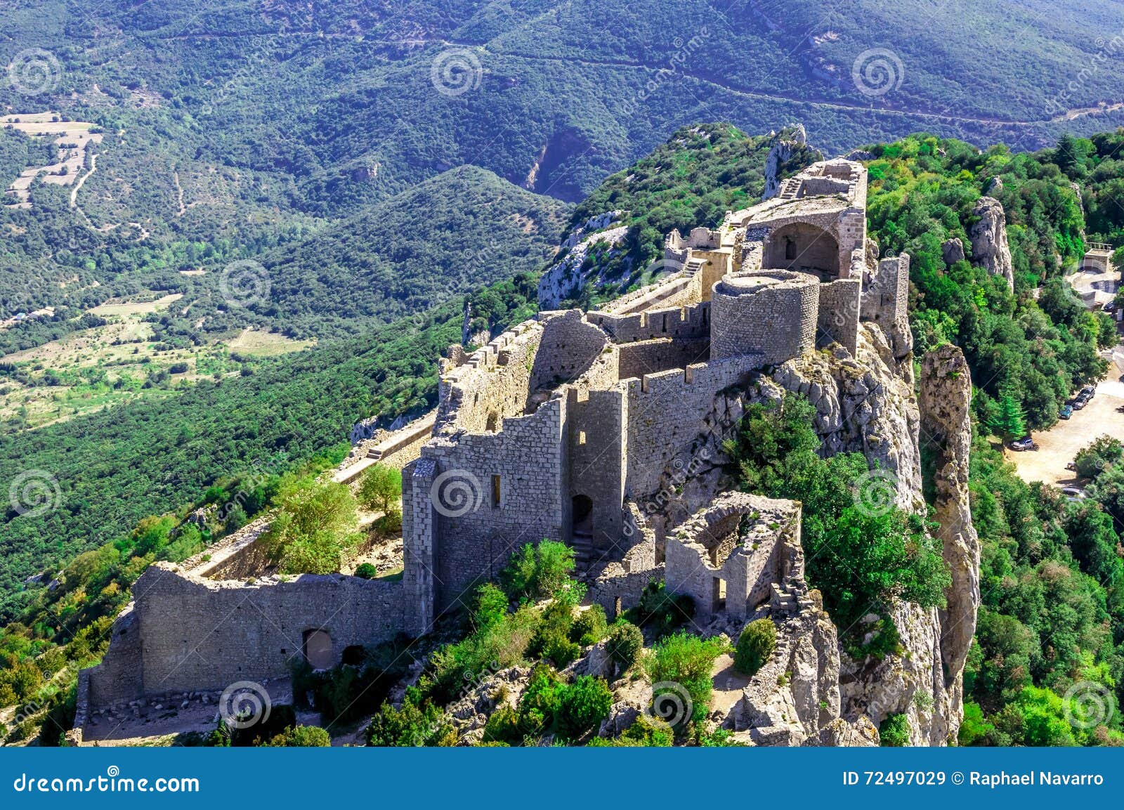 Peyrepertuse cathar castle stock image. Image of mountain - 72497029