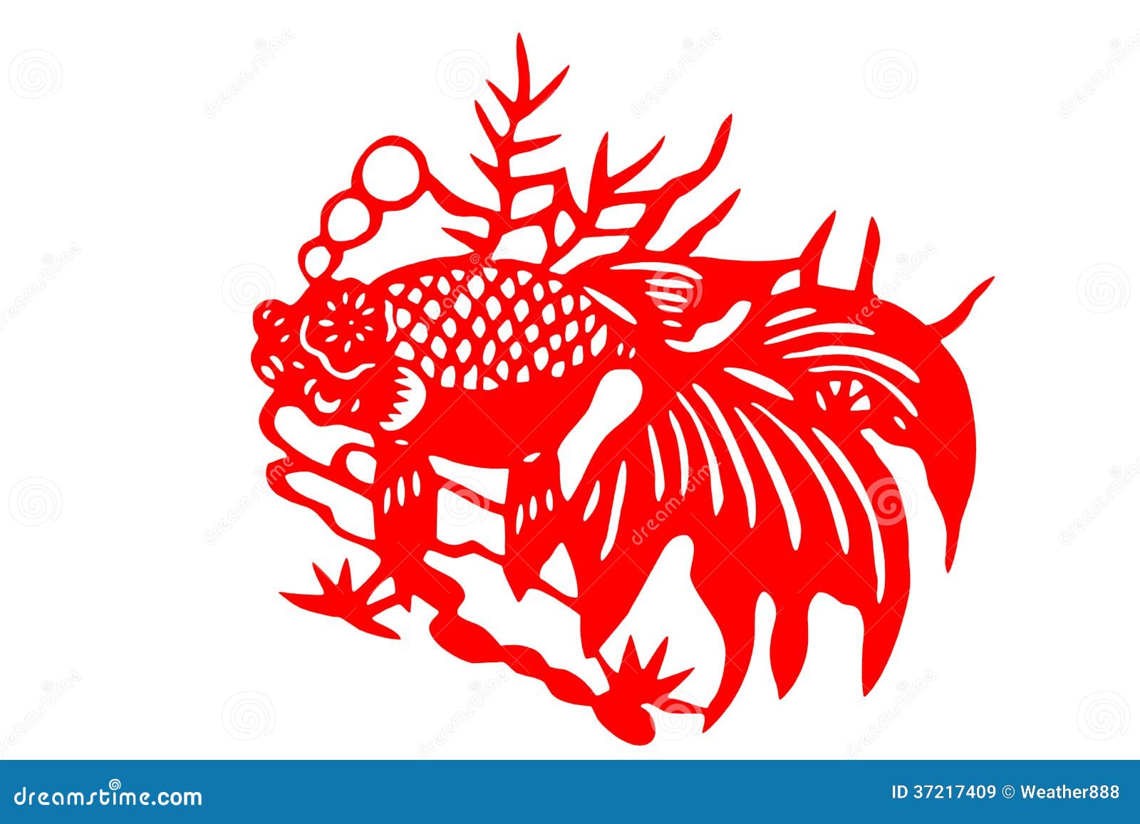 Pez De Colores Chino Del Papel-corte Imagen de archivo - Imagen de ...