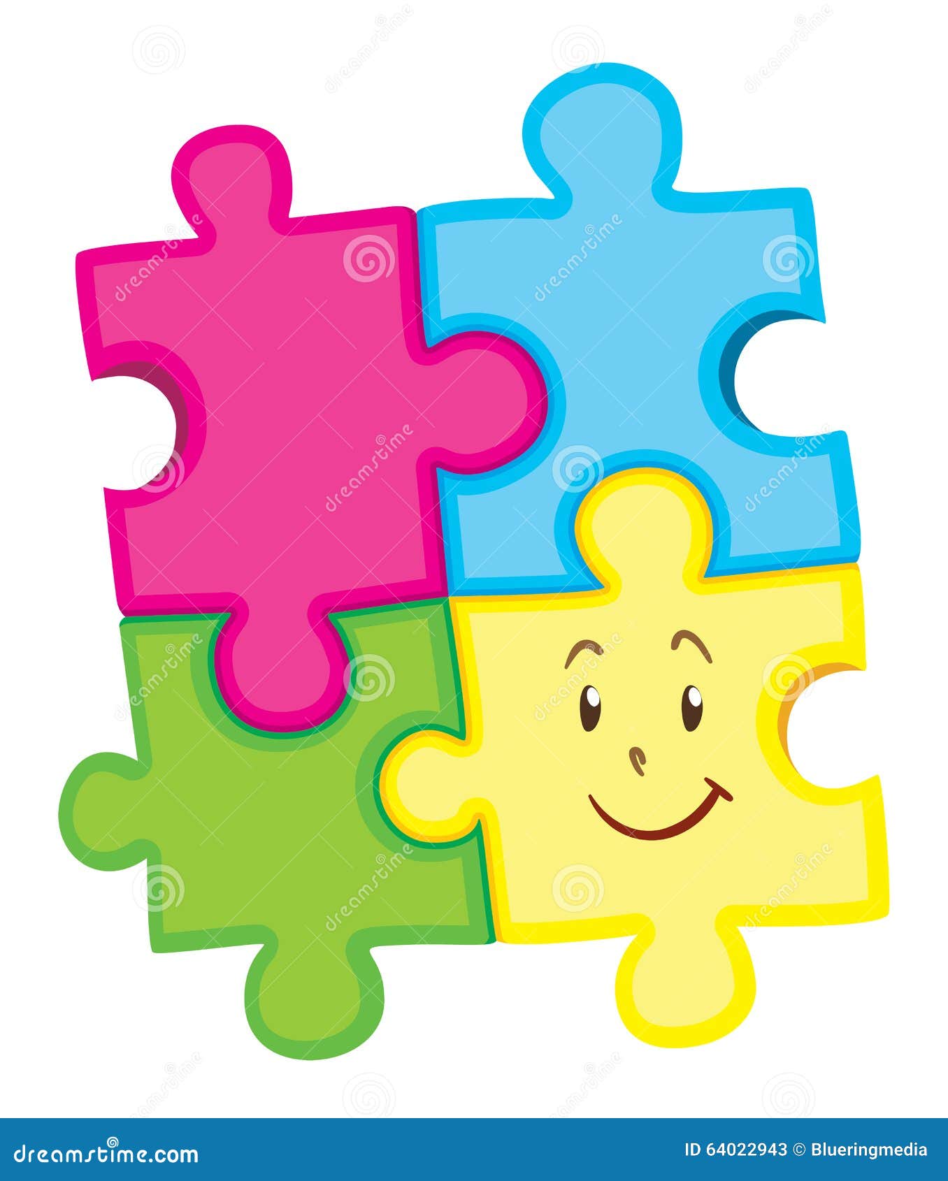 Pezzi Del Puzzle Con Il Fronte Felice Illustrazione Vettoriale ...