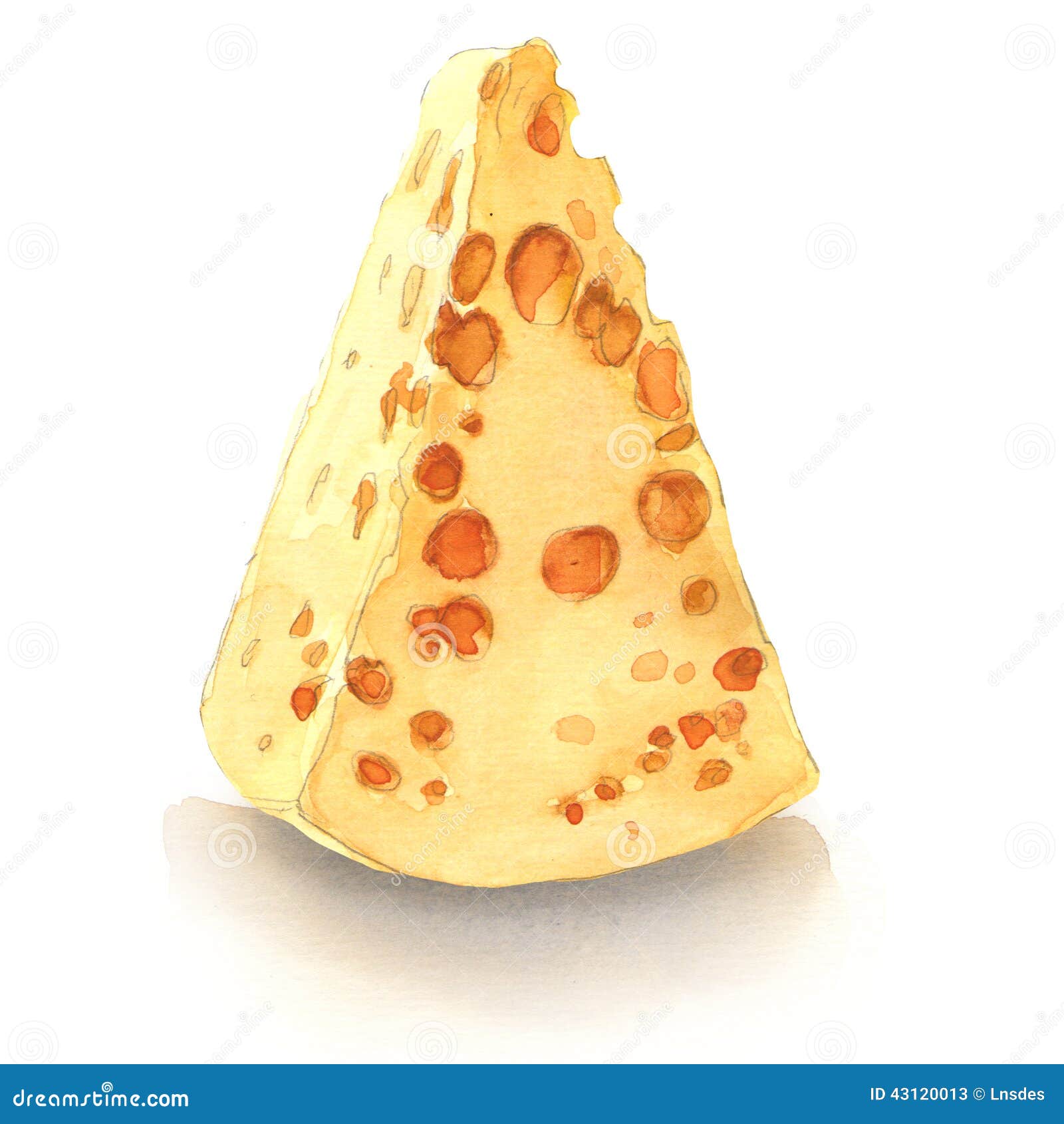 Pezzo Dell'acquerello Di Formaggio Isolato Illustrazione di Stock ...