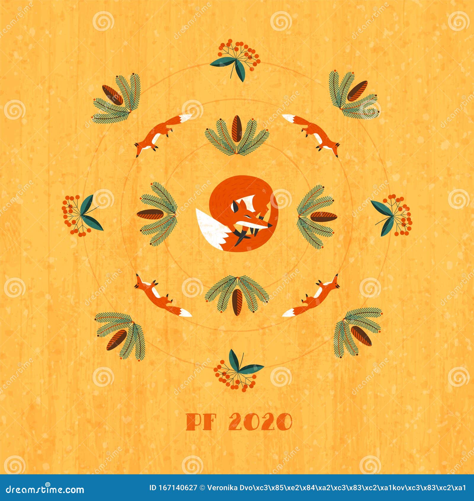 PF 2020 with Cute Foxes stock image. Image of nature - 167140627