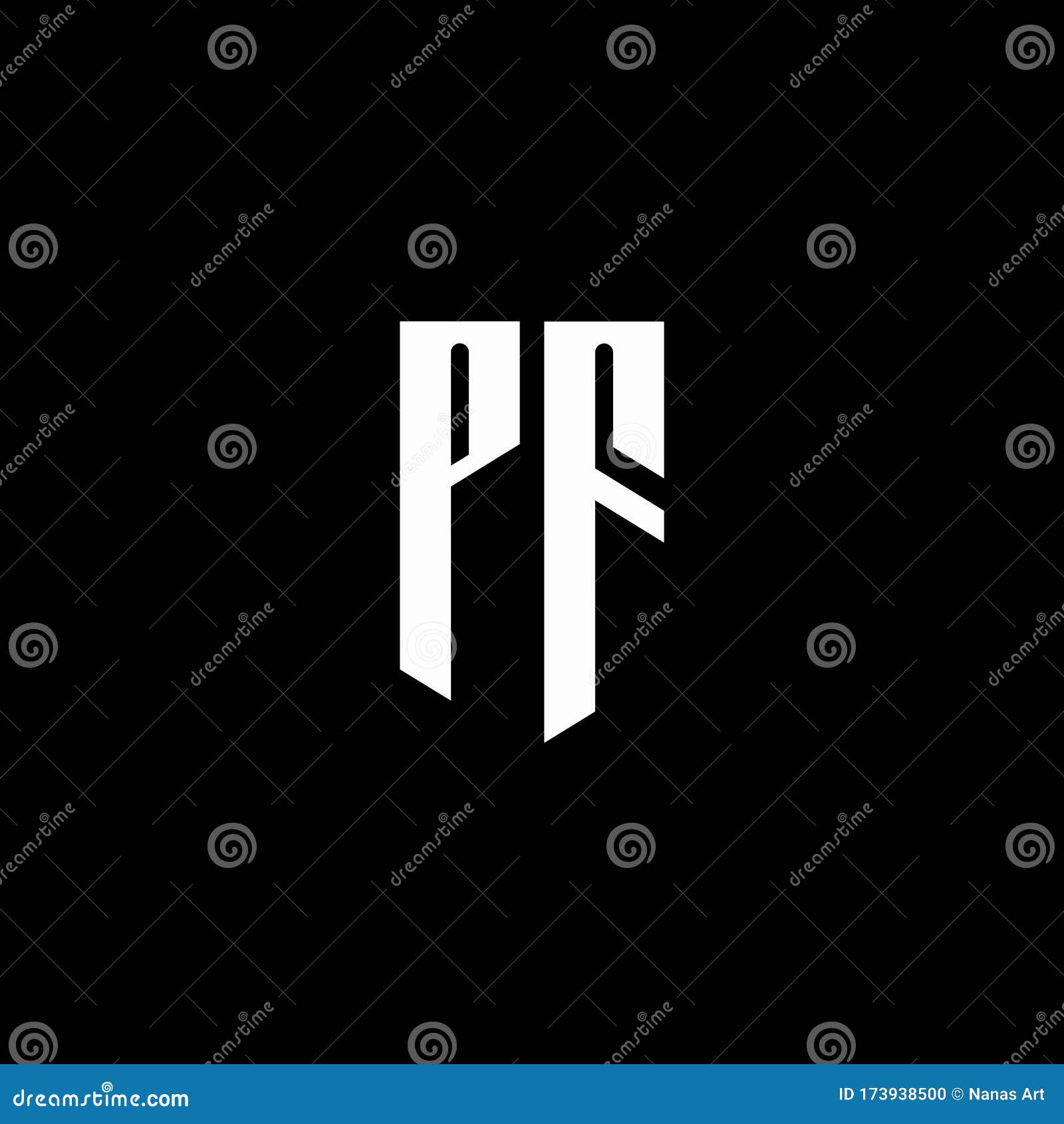 PF Logo Monogram with Emblem Style Isolated on Black Background Stock ...