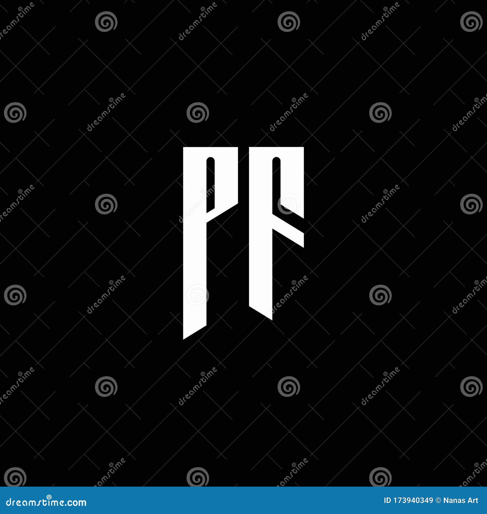 PF Logo Monogram with Emblem Style Isolated on Black Background Stock ...