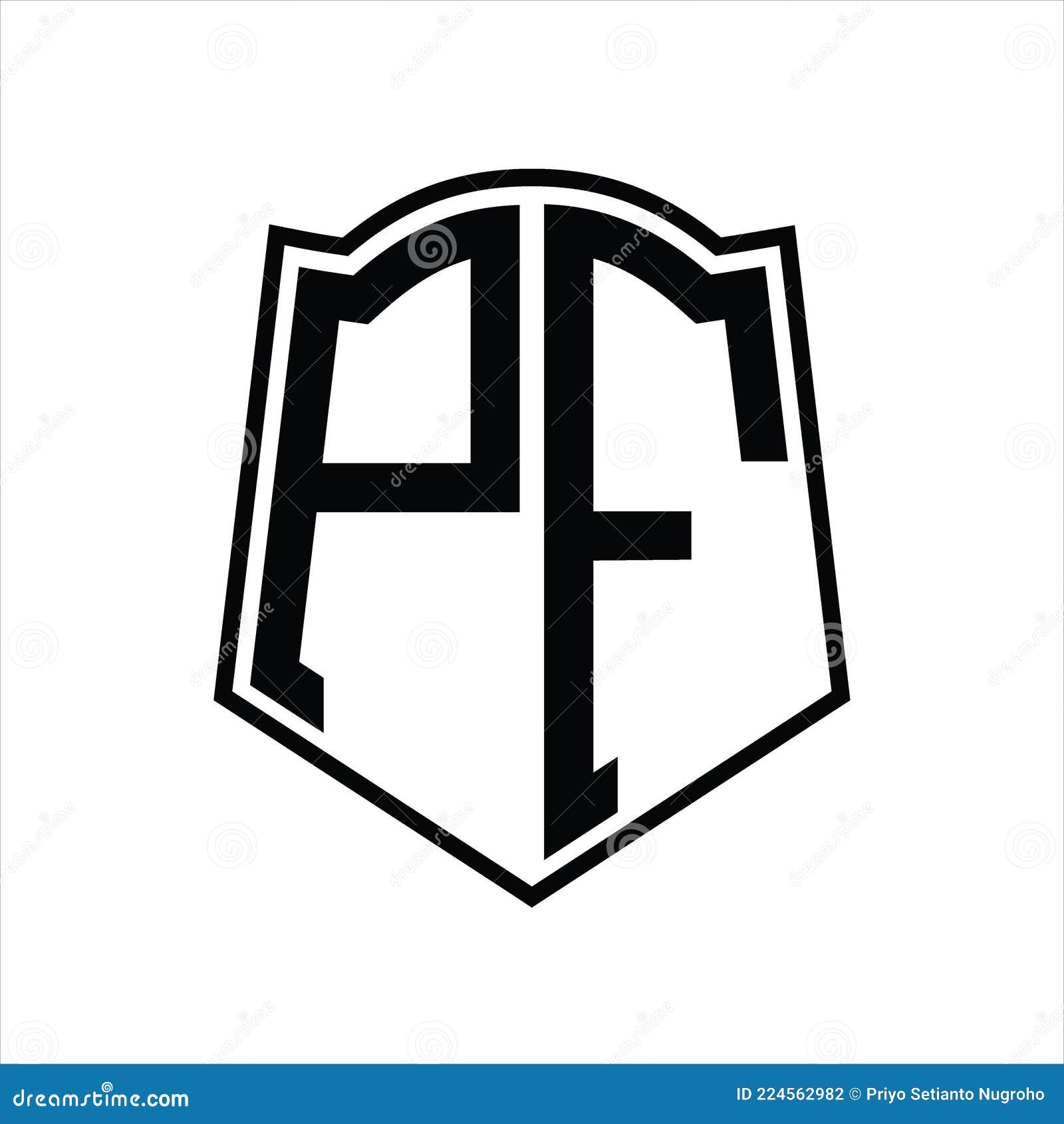 PF Logo Monogram with Shield Shape Outline Design Template Stock Vector ...