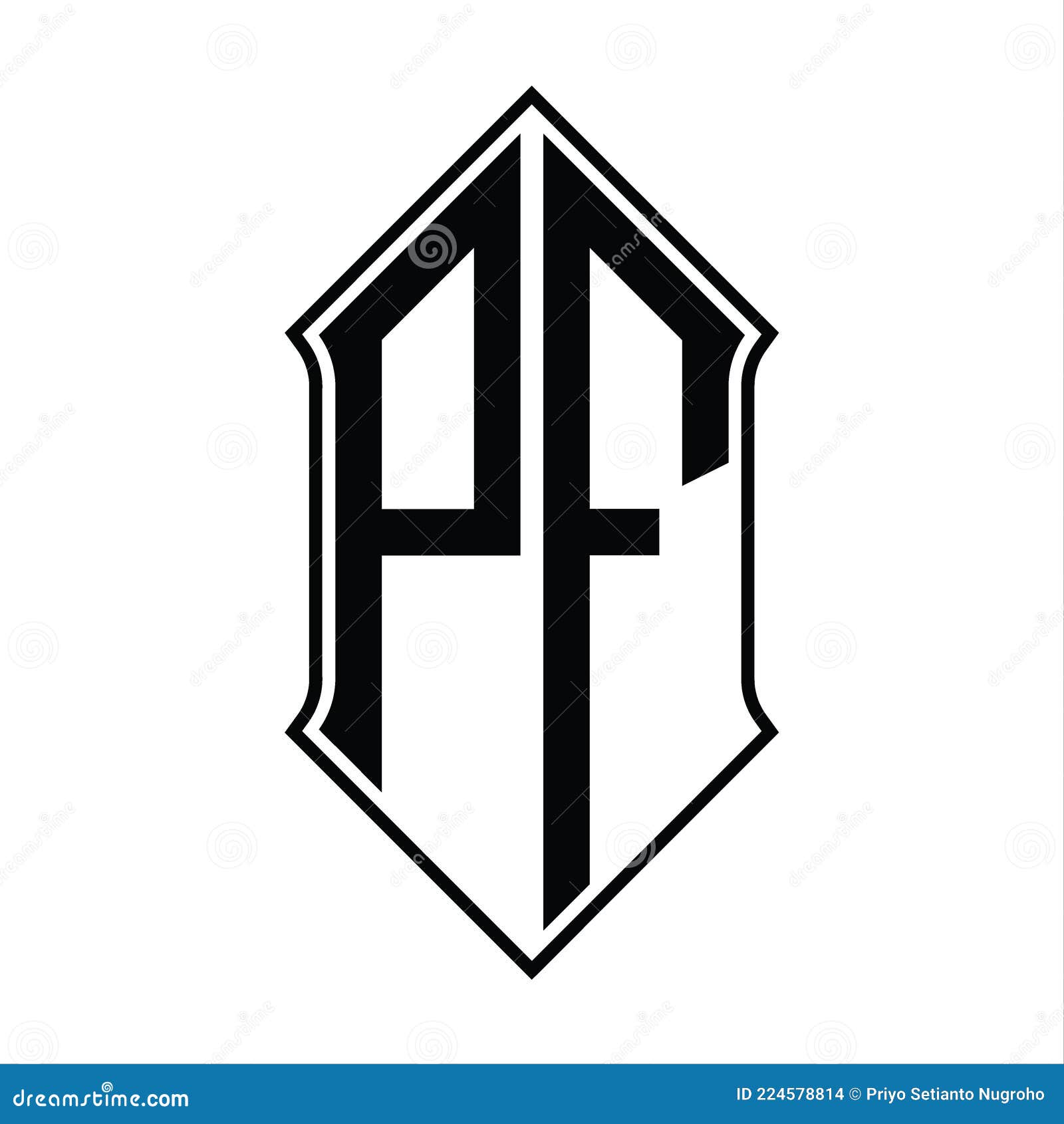 PF Logo Monogram with Shieldshape and Outline Design Template Vector ...