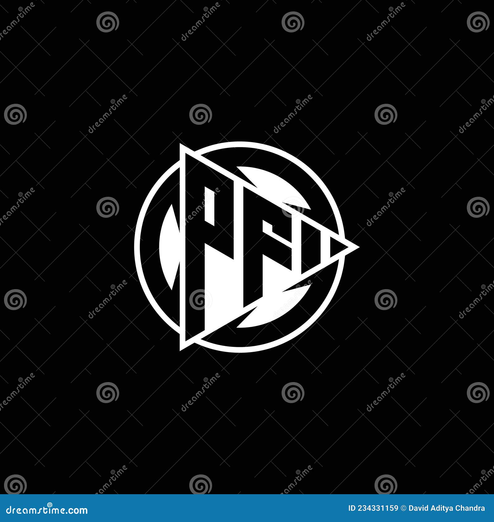 PF Logo Monogram Triangle Play Shape Circle Rounded Stock Vector ...