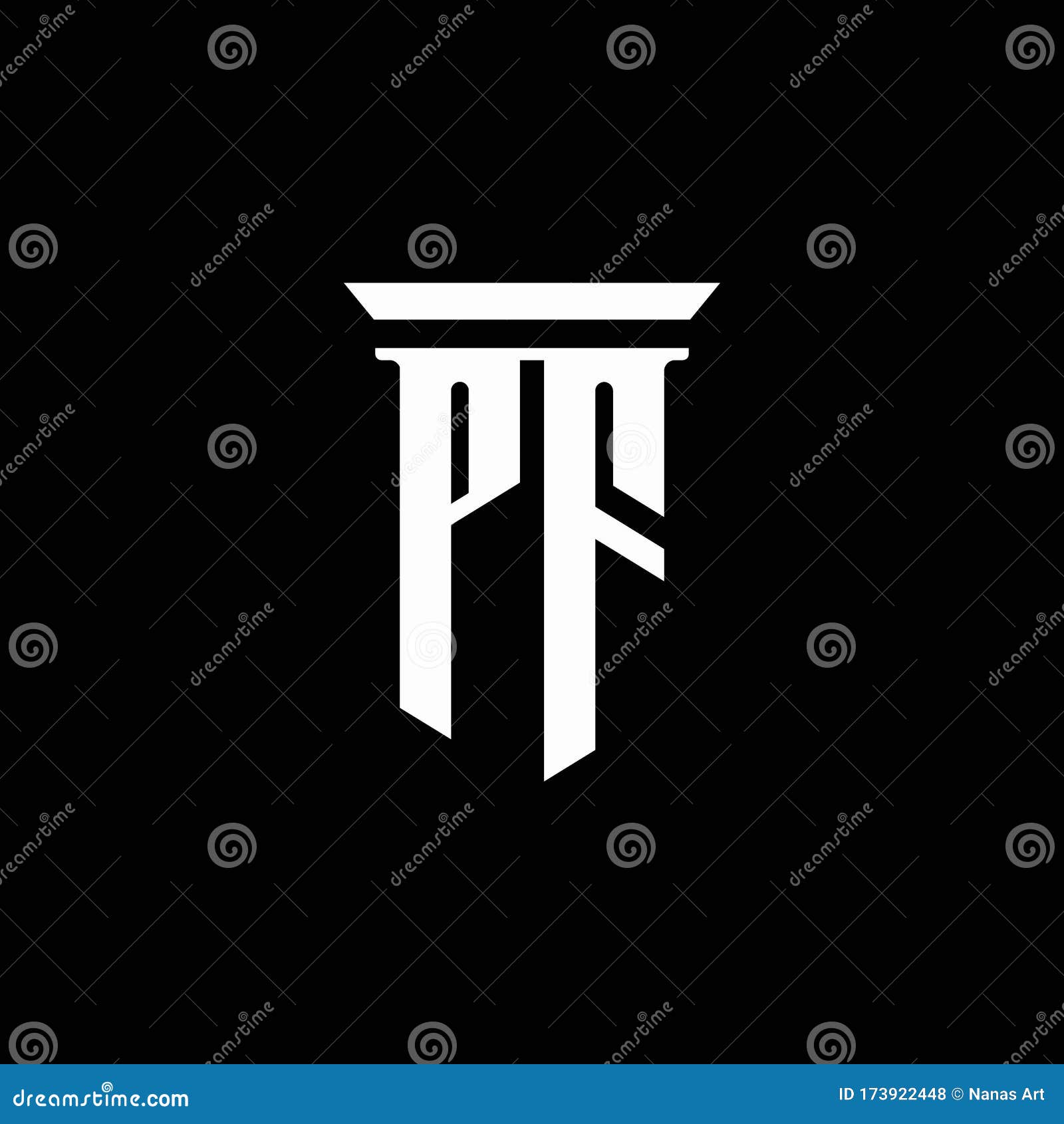 PF Monogram Logo with Emblem Style Isolated on Black Background Stock ...