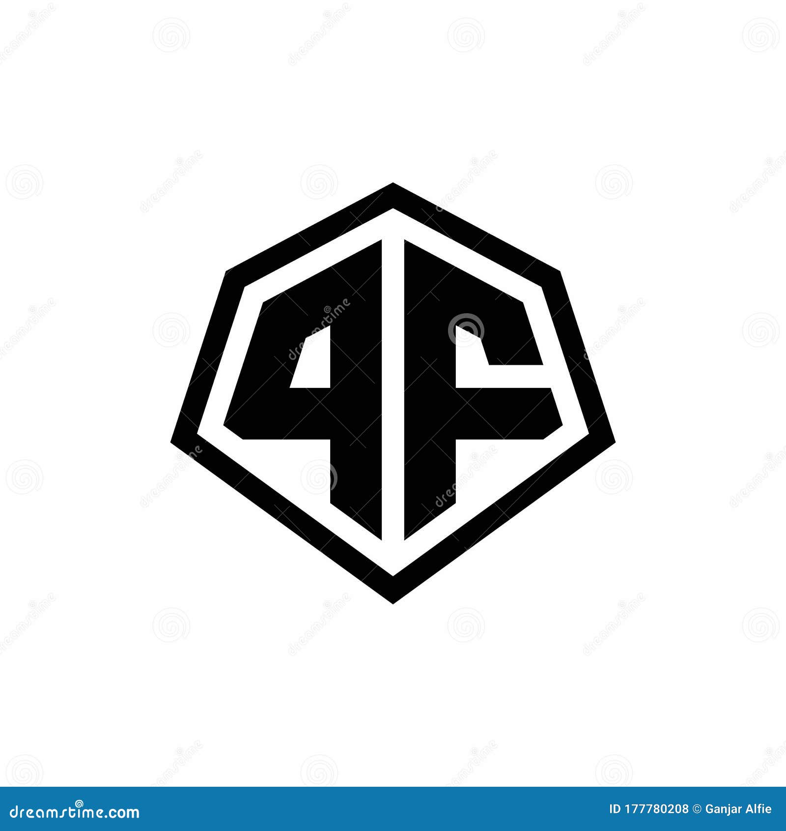 PF Monogram Logo with Hexagon Shape and Line Rounded Style Design ...