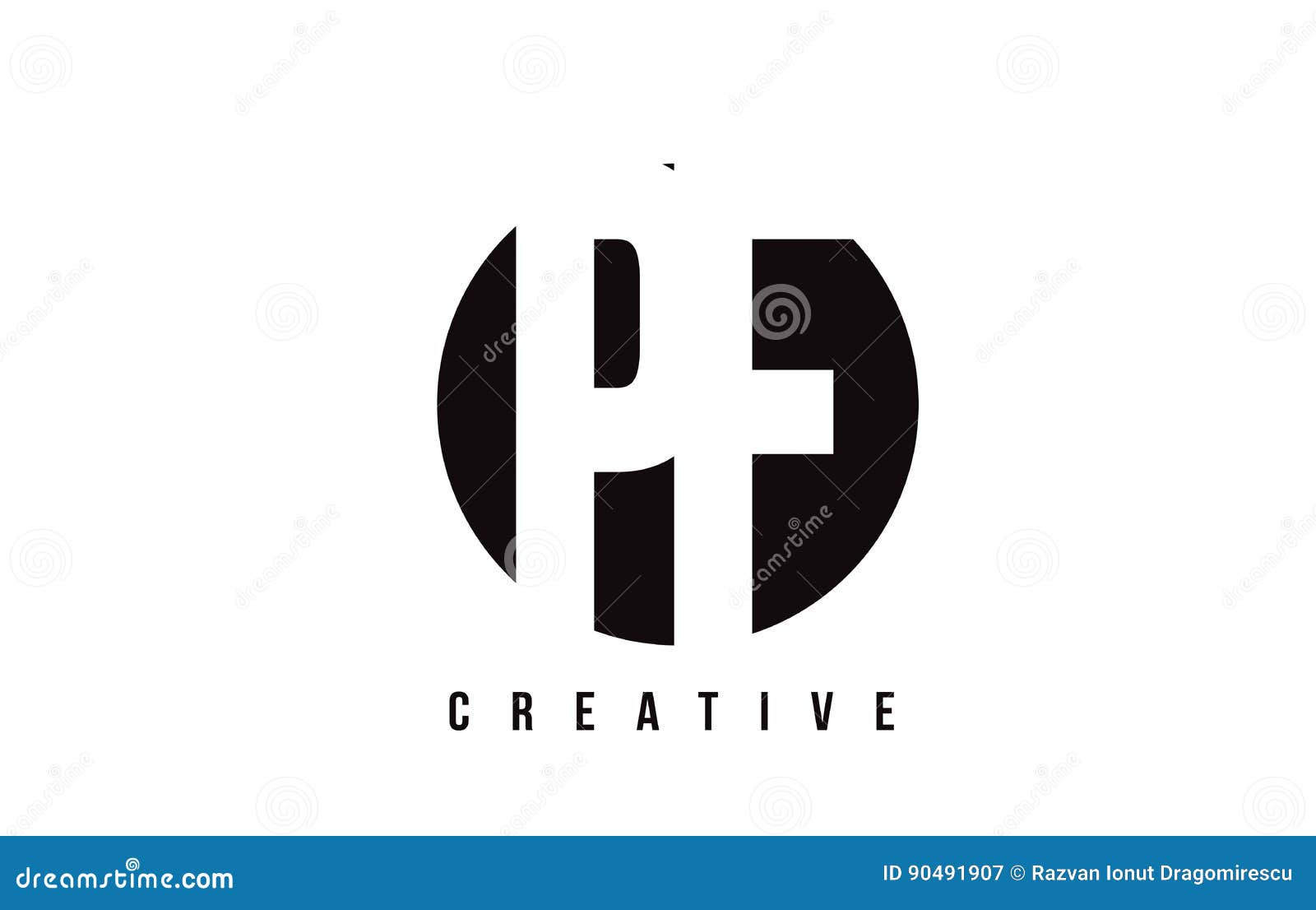 PF P F White Letter Logo Design with Circle Background. Stock Vector ...