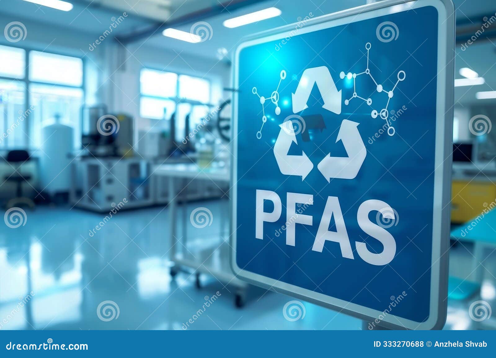 PFAS Warning Sign in Minimalist Lab Setting, Environmental Pollution ...