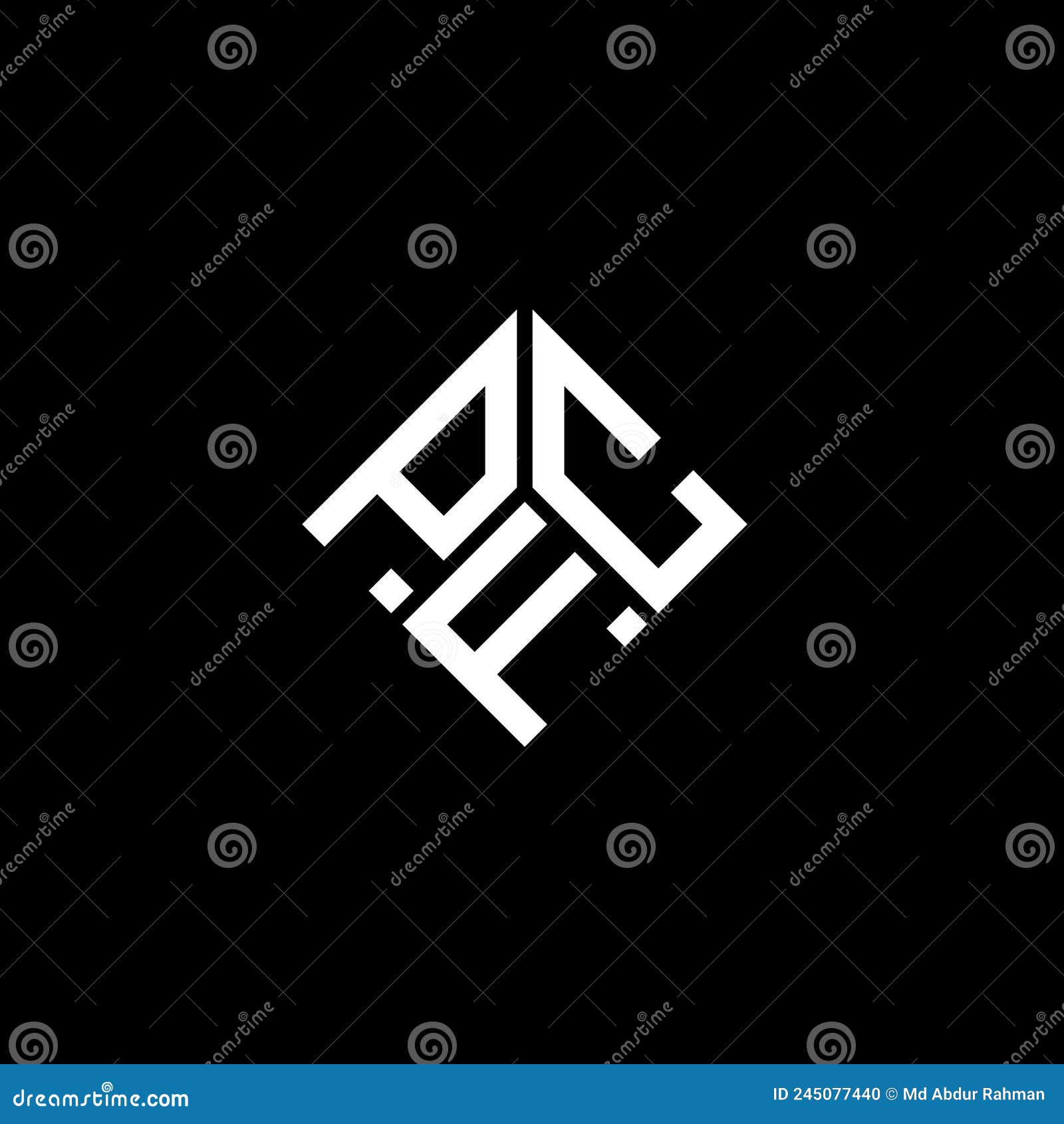 PFC Letter Logo Design on Black Background. PFC Creative Initials ...