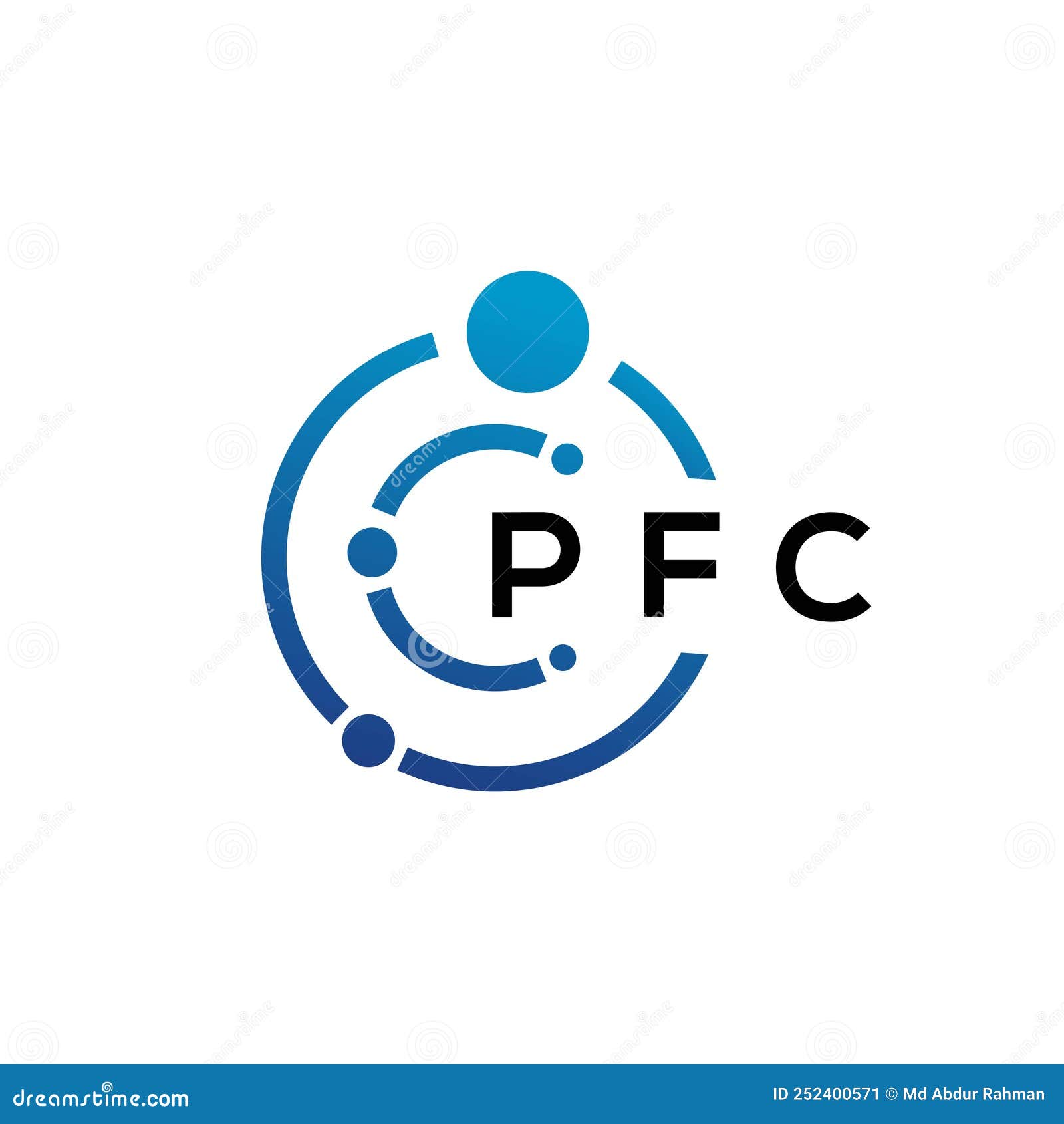 PFC Letter Technology Logo Design on White Background. PFC Creative ...